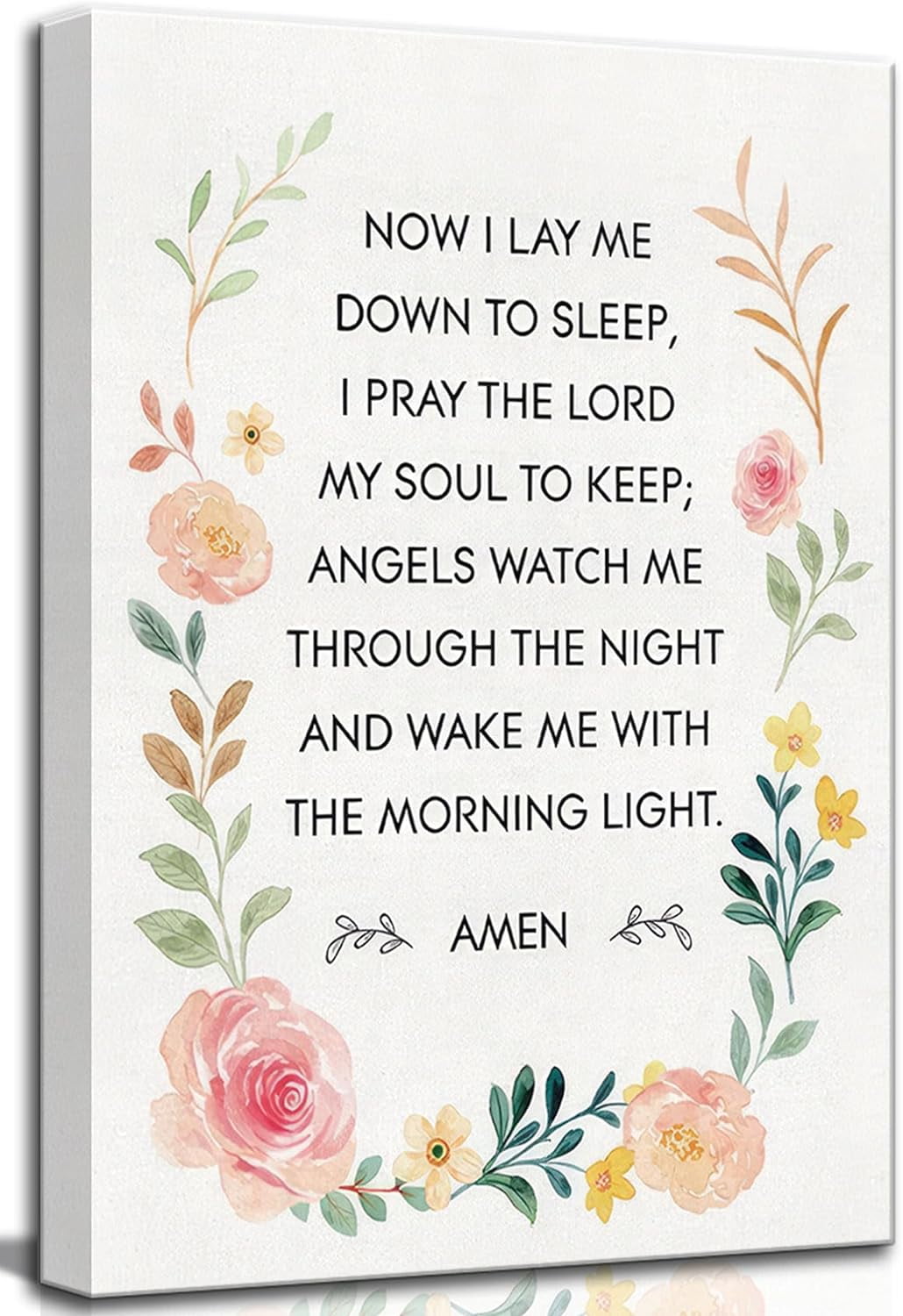 AEFER Christian Nursery Canvas Wall Art Bible Verses Bedtime Prayer Now ...
