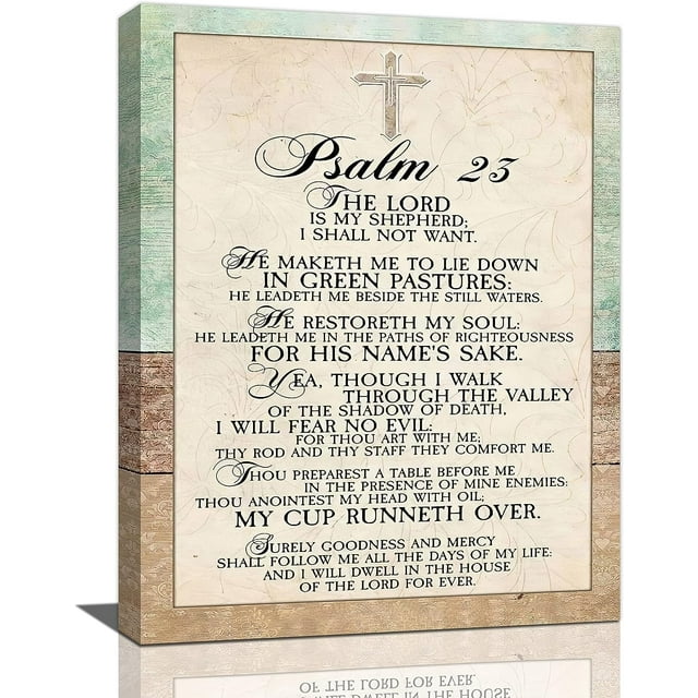 AEFER Christian Psalm 23 Wall Art Scripture Bible Verse Pictures Decor ...