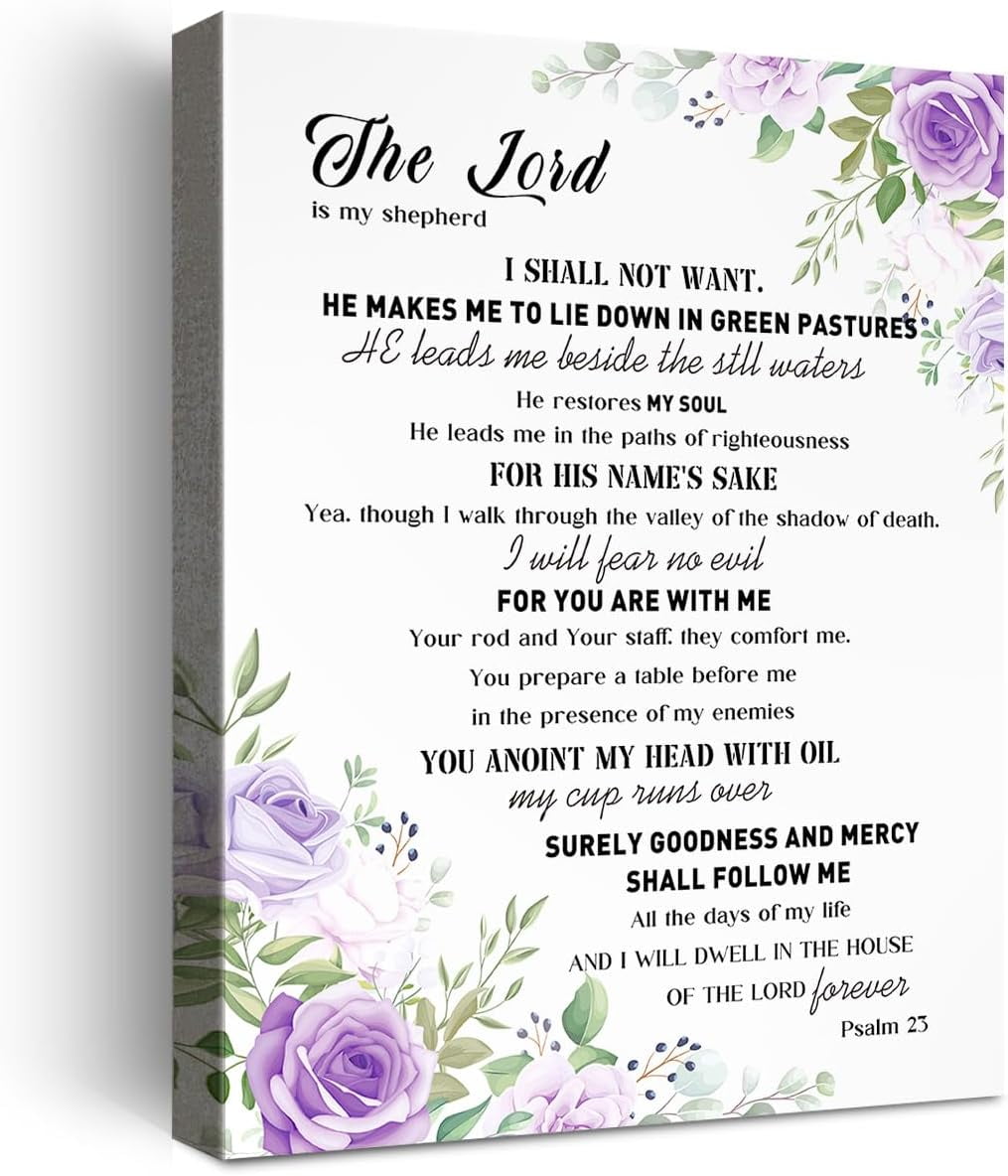 AEFER Christian Religious Canvas Wall Art,Psalm 23 Bible Verse Canvas ...