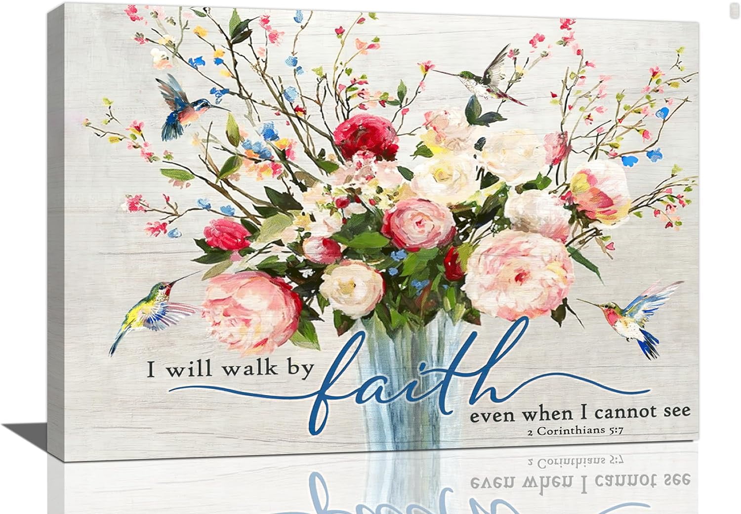 AEFER Christian Wall Art Bible Verses Pictures Wall Decor Rustic Floral ...