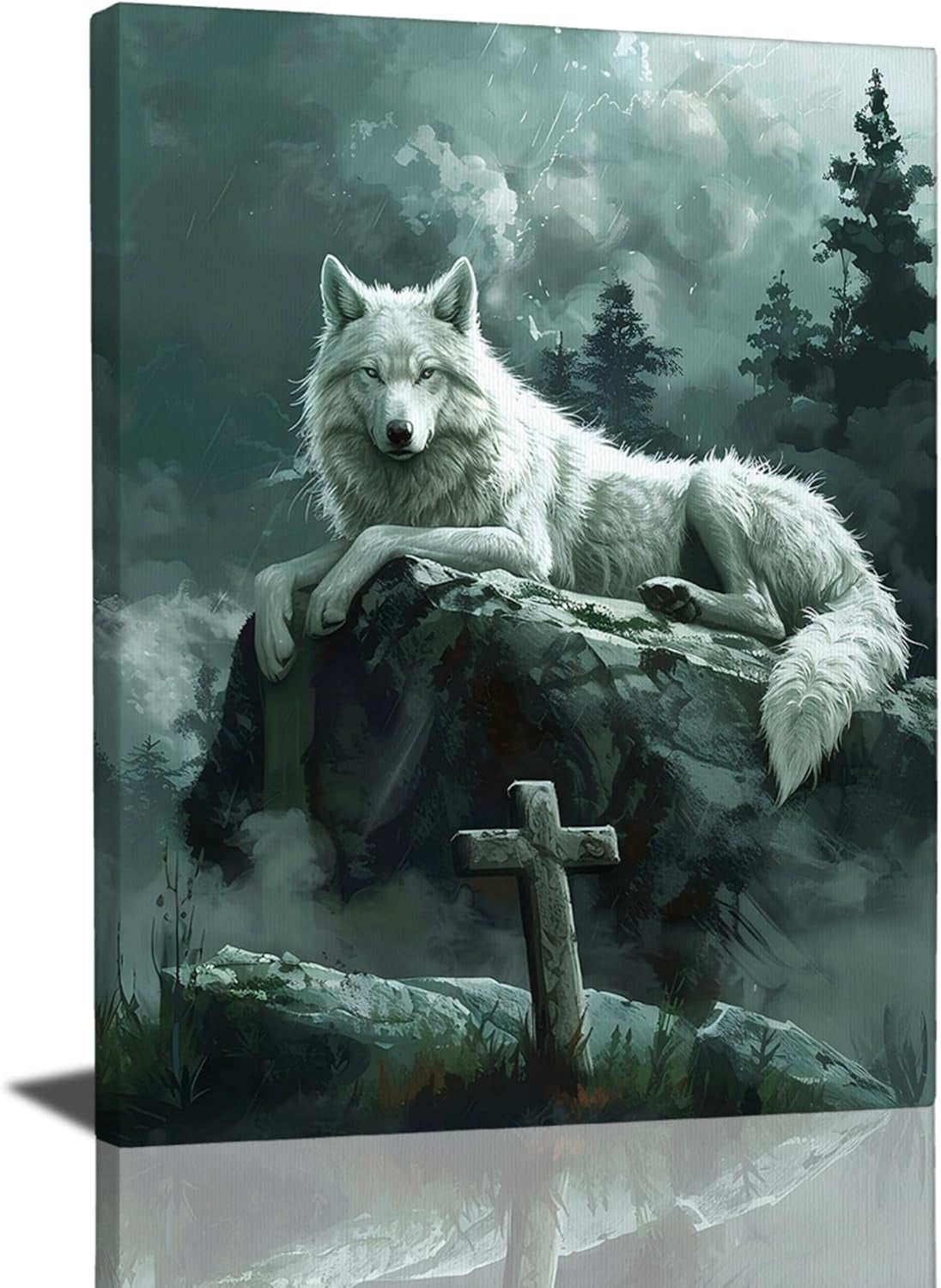 AEFER Christian Wolf Decor Wall Art Wolf Wall Decor Forest Wolf Poster Religious Wolf Pictures ...