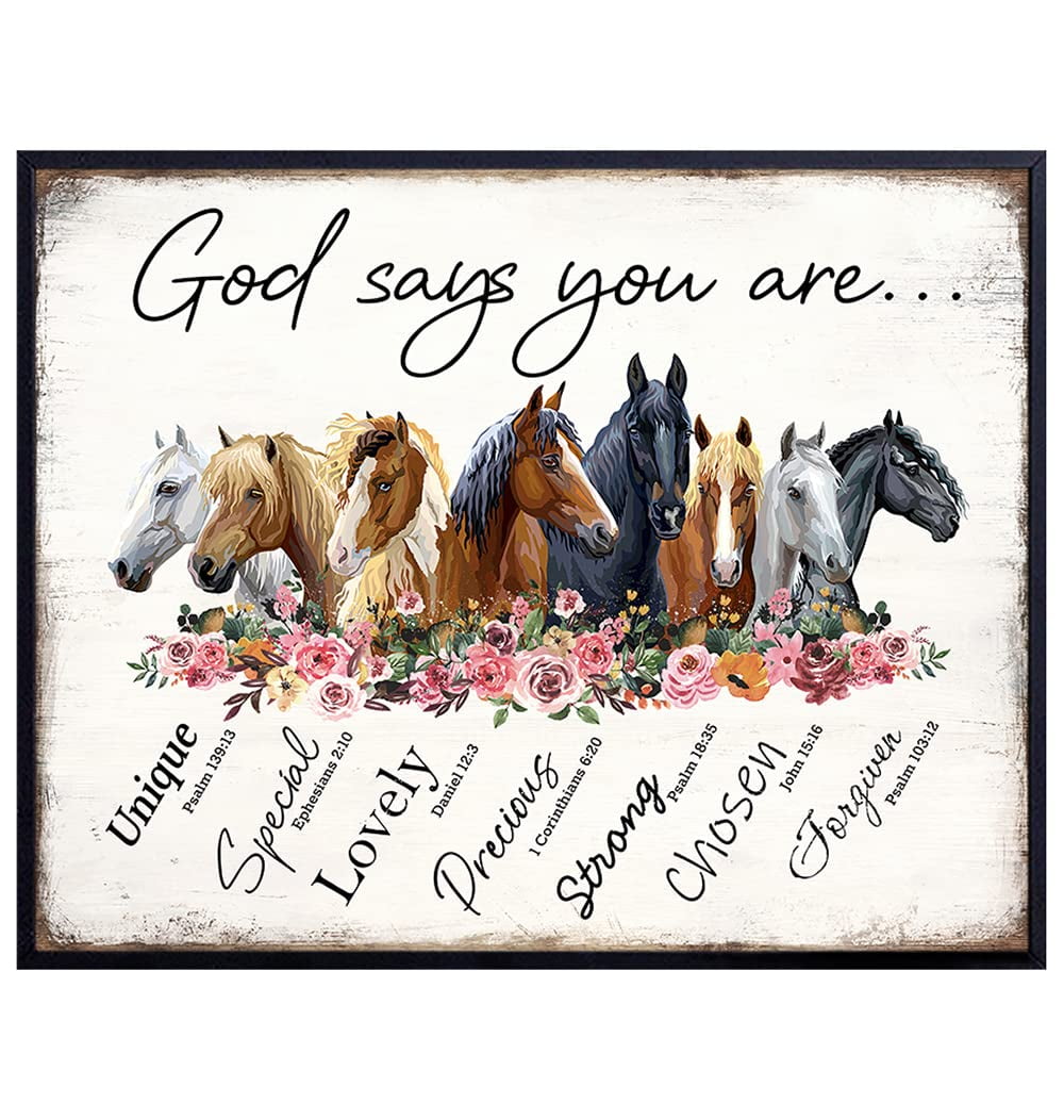 AEFER Christianity Religion Horse Wall Art - Inspir spiritual Scripture ...