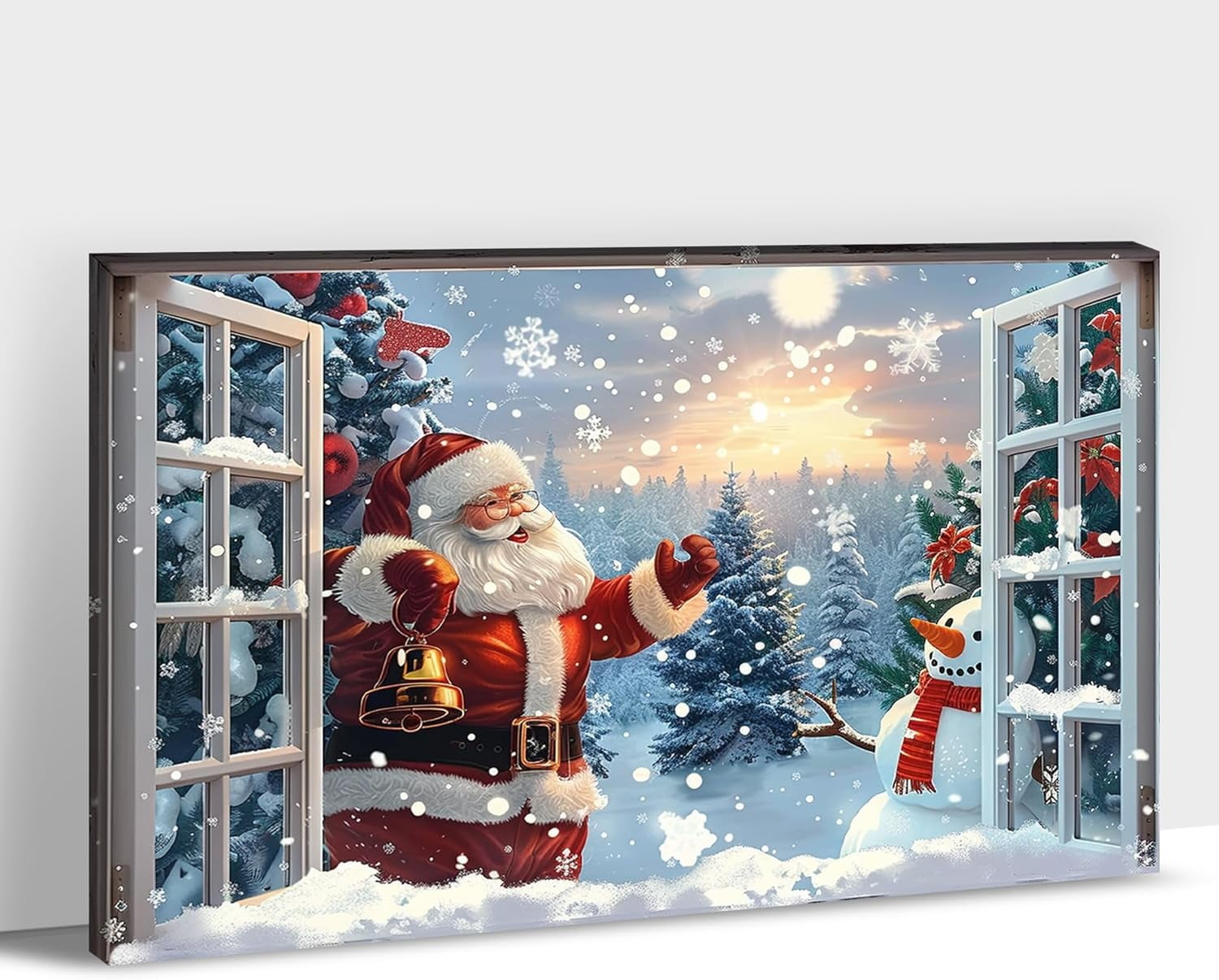 AEFER Christmas Canvas Wall Art, Santa Claus Wall Decor, Snowman Christmas Posters Framed, Fake ...