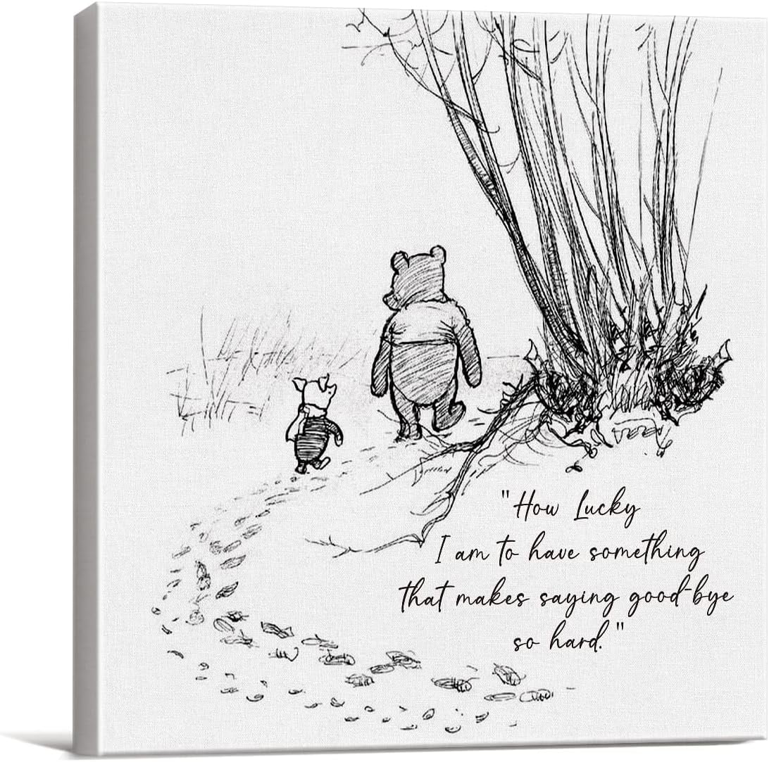AEFER Classic Winnie the Pooh Quote Wall Art Decor How Lucky I am to ...