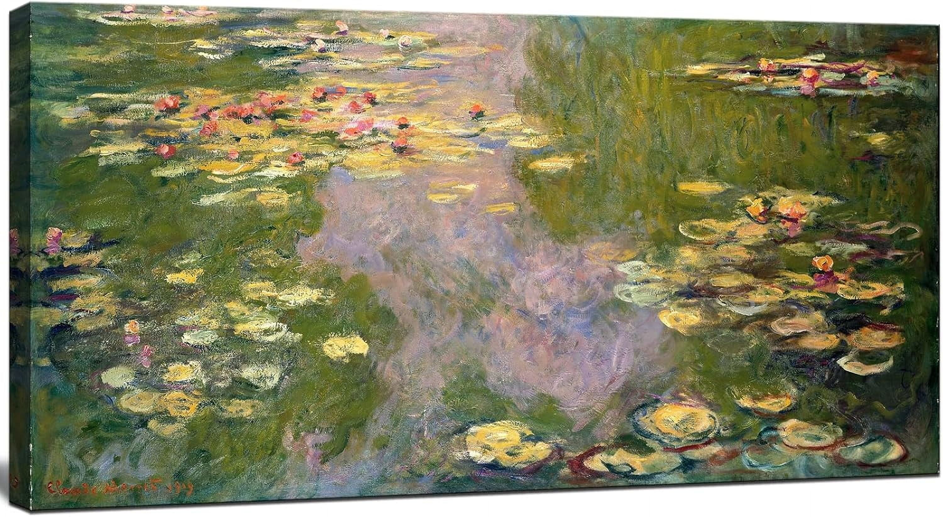 AEFER Claude Monet Canvas Wall Art - Water Lilies 1919 Classic Painting ...