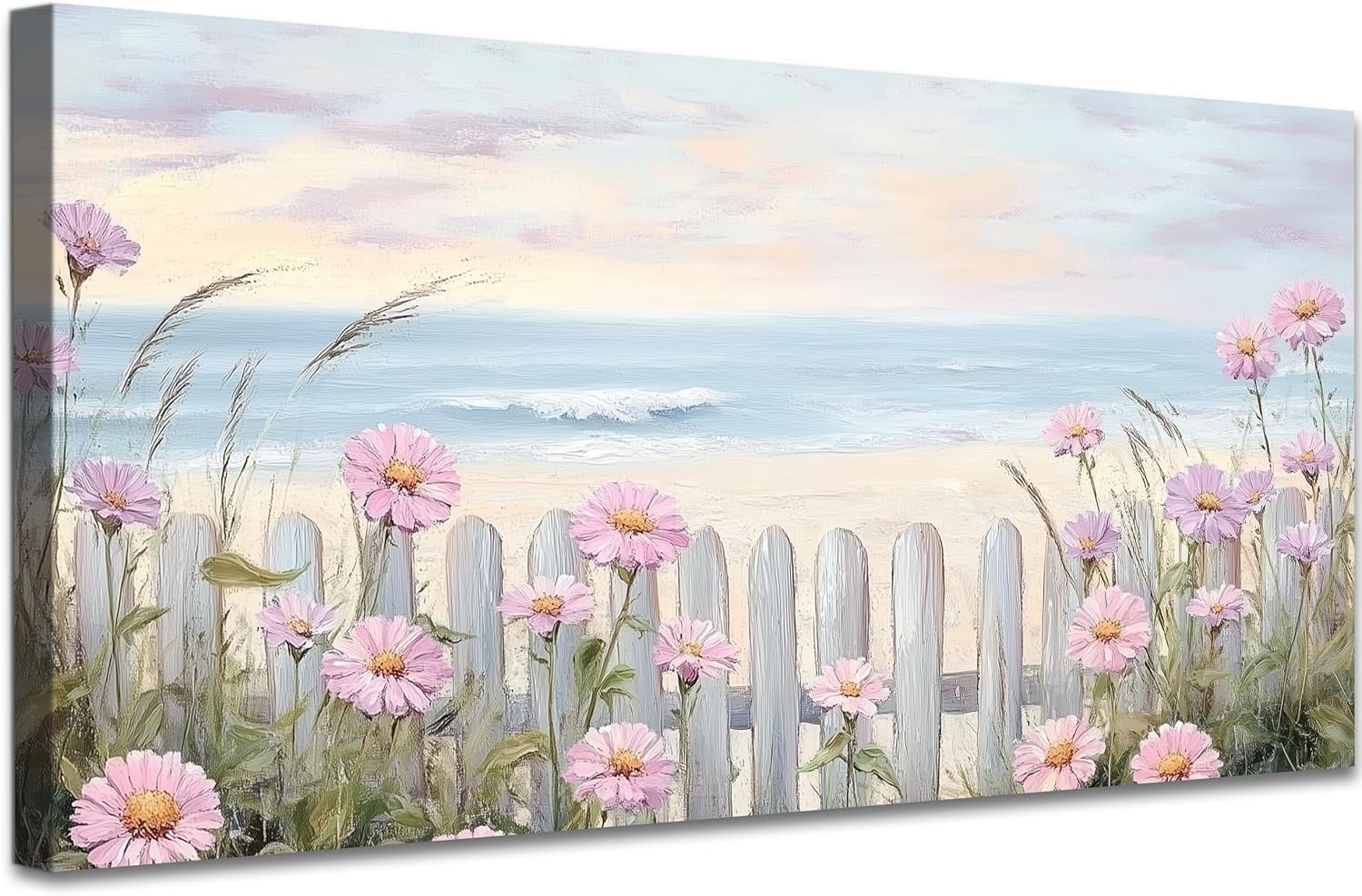 AEFER Coastal Beach Wall Art, Ocean Wall Art for Walls, Flower Beach ...