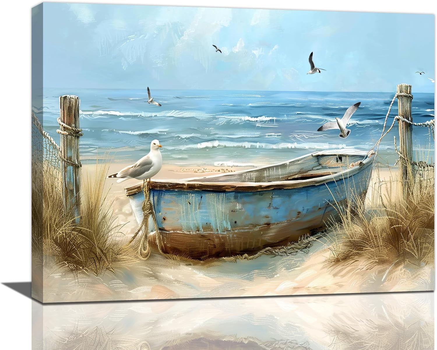 AEFER Coastal Seagull Seascape Wall Art Beach Seaside Sailboat Boat ...