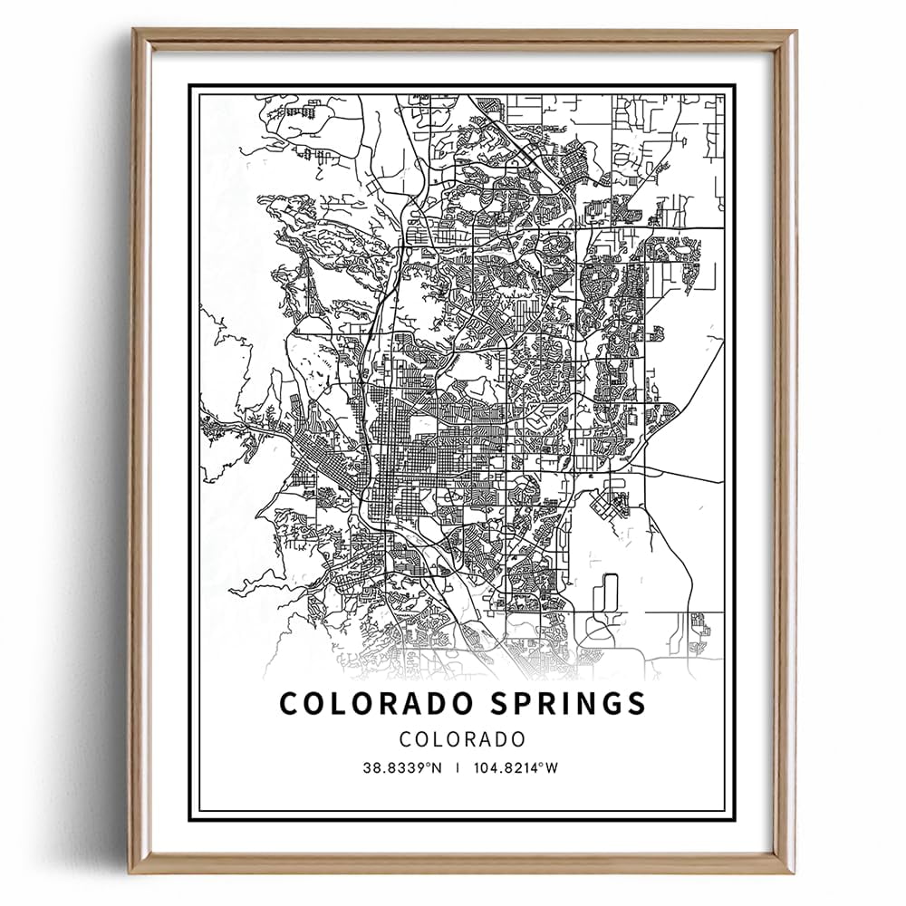 AEFER Colorado Springs Poster - Minimalist Black White Wall Art ...