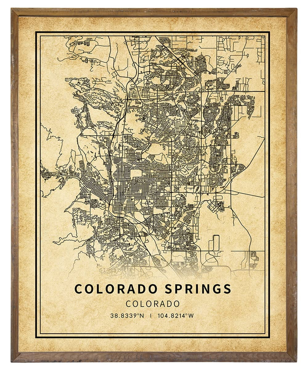 AEFER Colorado Springs Vintage Poster - Colorado Springs Map Wall Art ...