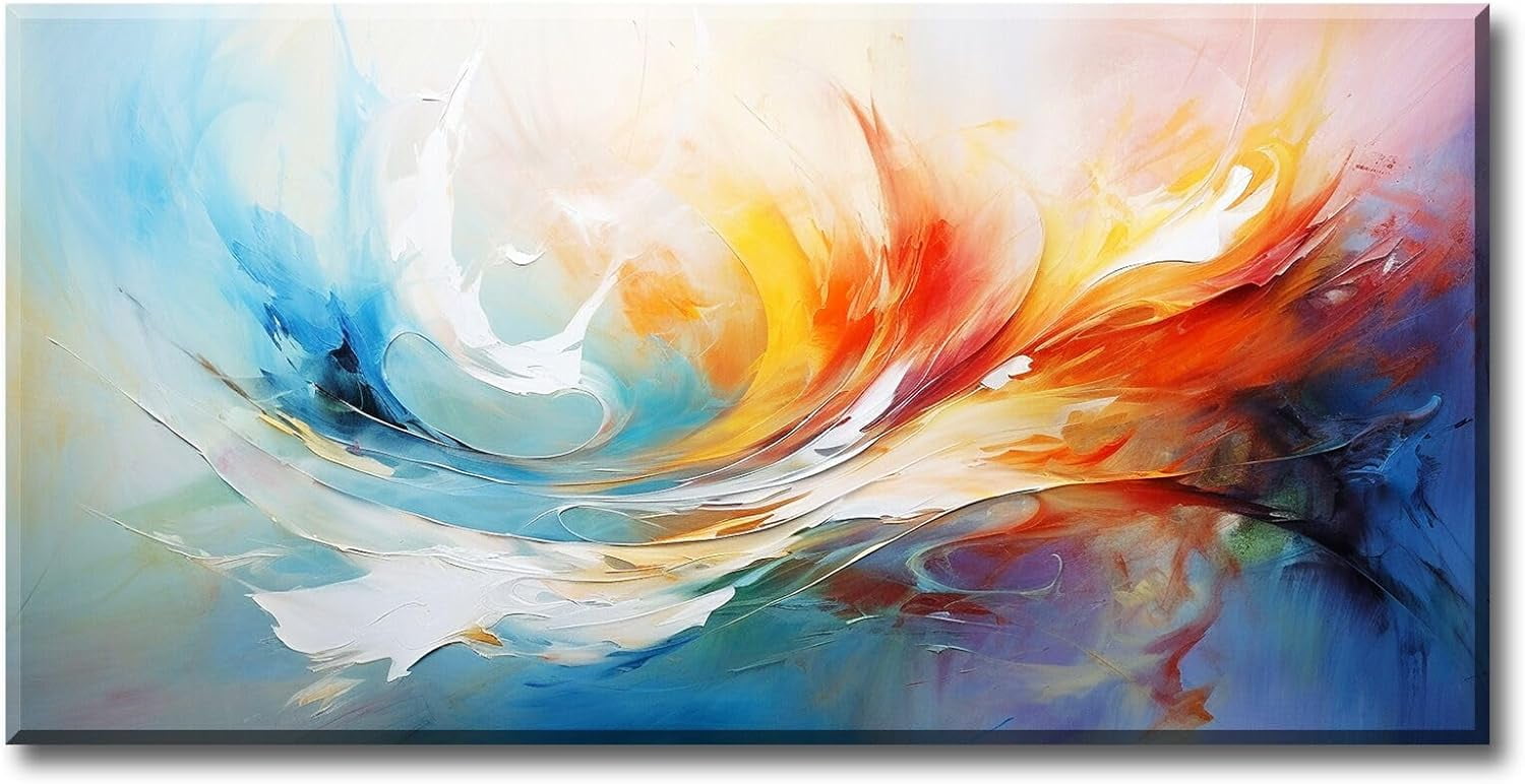 AEFER Colorful Abstract Canvas Wall Art - Modern Textured Colorful ...