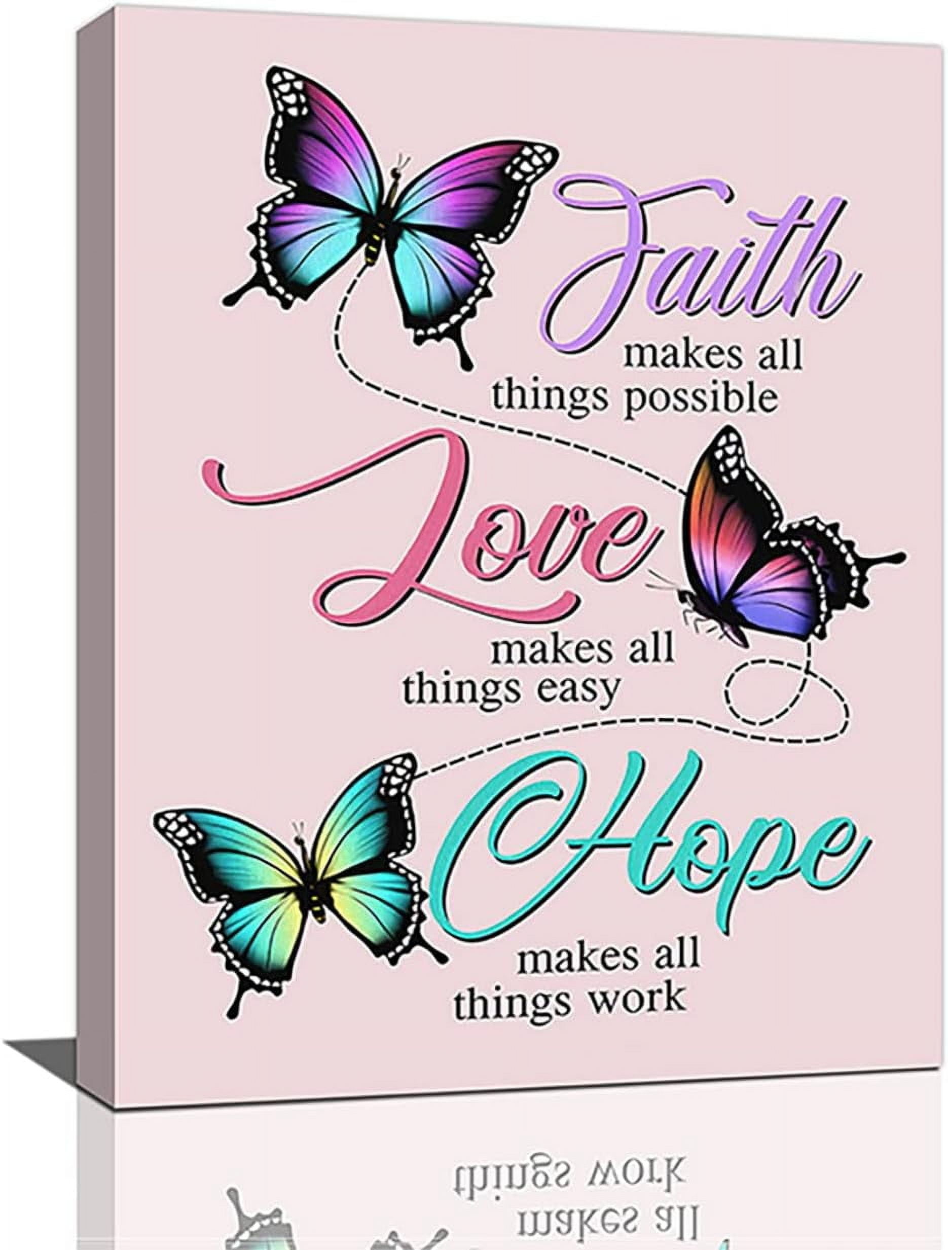 AEFER Colorful Butterfly Wall Art Bible Verse Faith Love Hope Wall ...