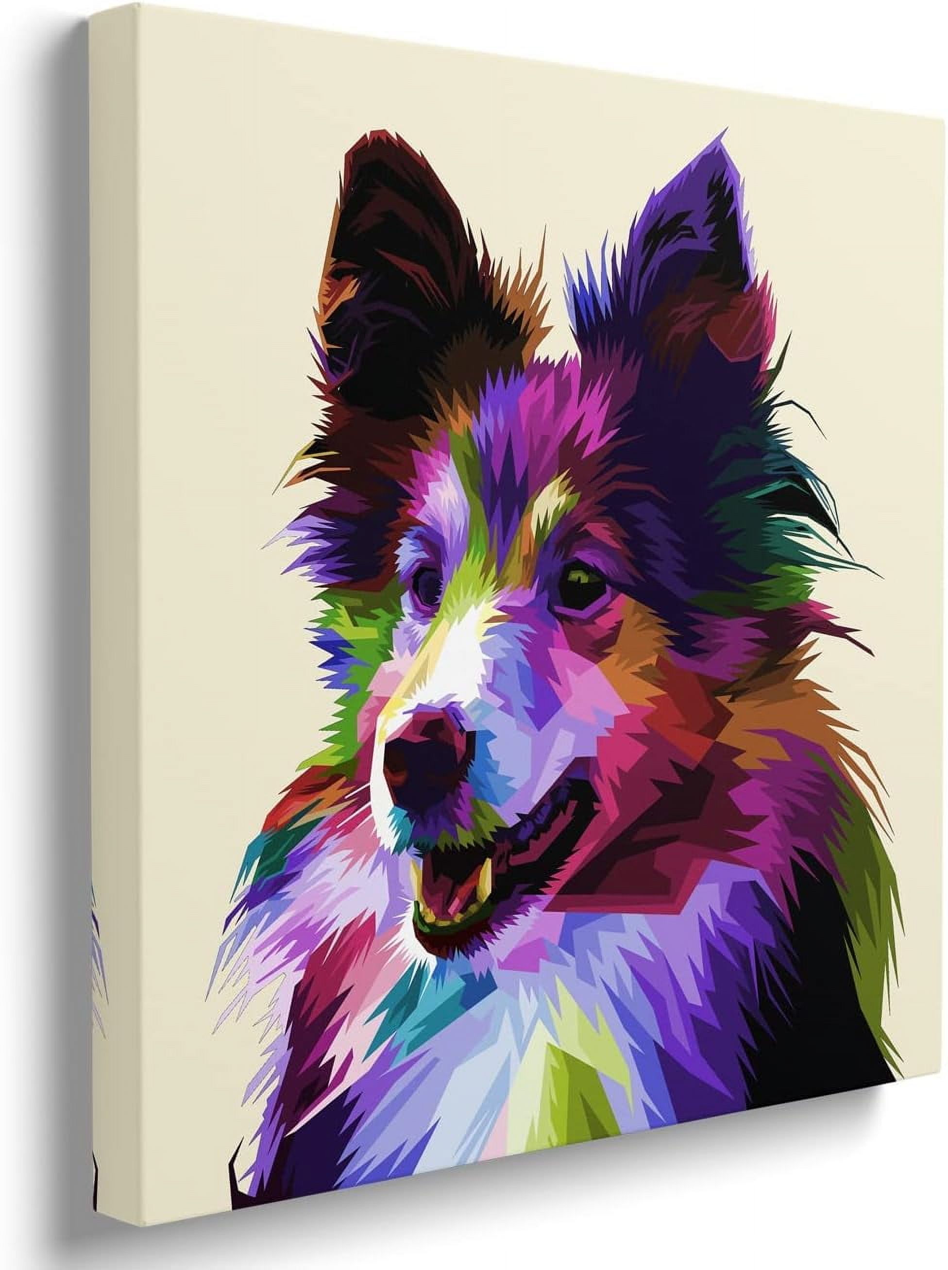 AEFER Colorful Dog Poster Sheltie Canvas Wall Art Prints Pop Animal ...