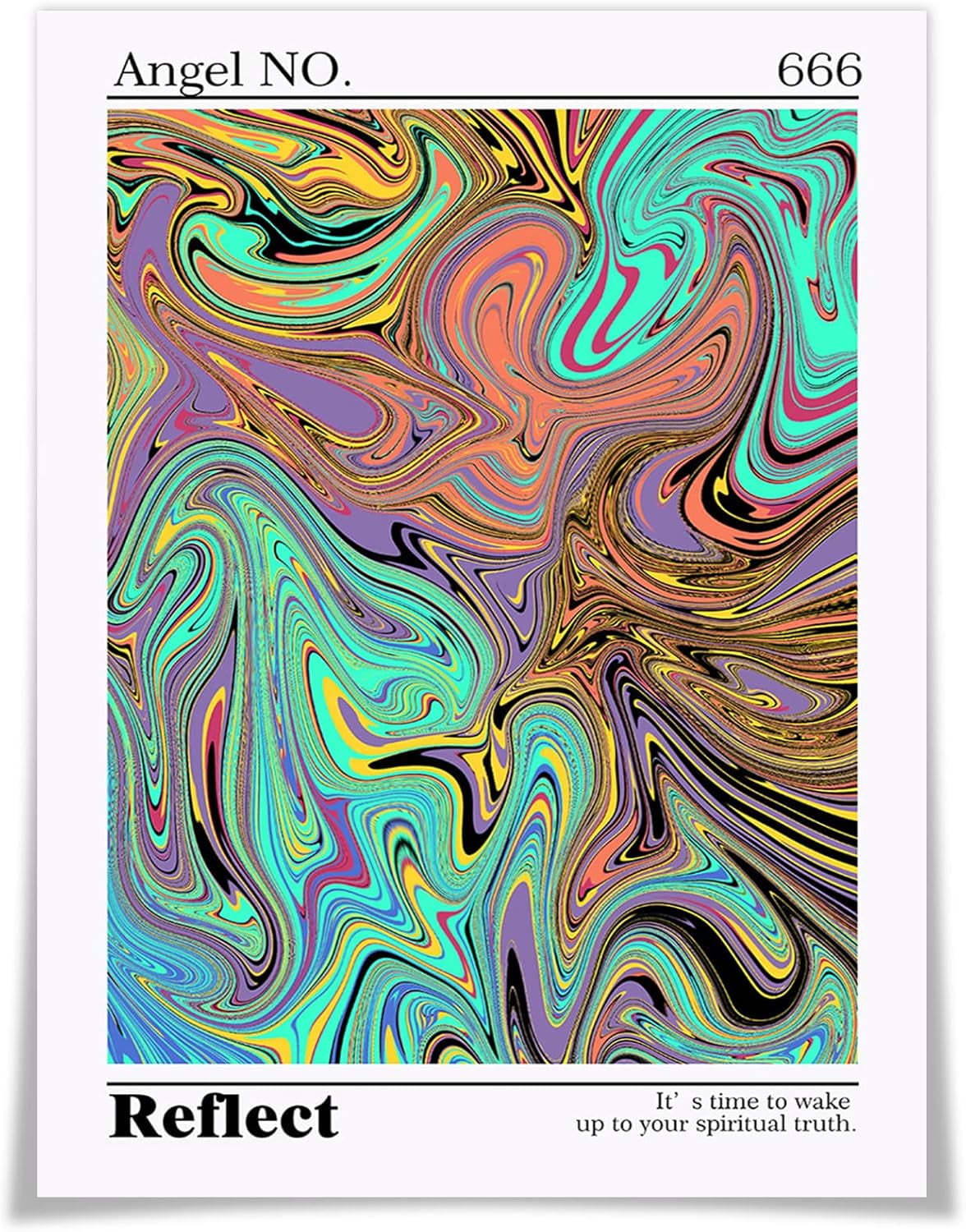AEFER Colorful Energy Angel Number Canvas Wall Art Abstract Gradient ...