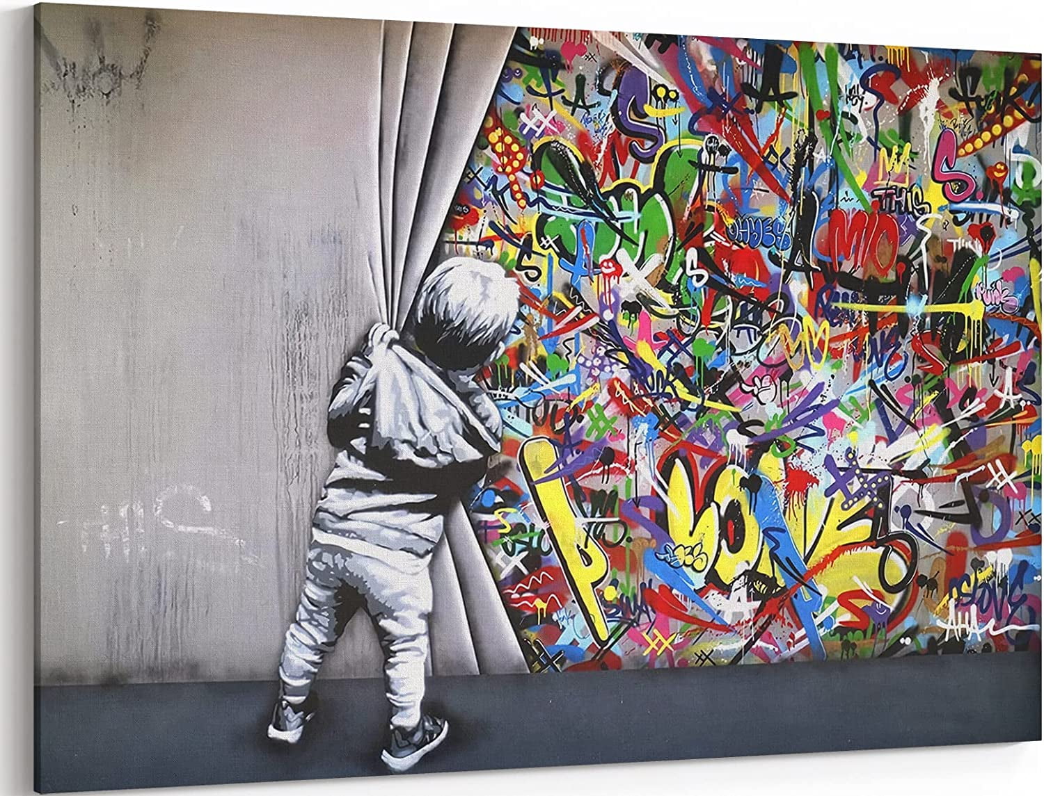 AEFER Colorful Graffiti Banksy Canvas Wall Art Poster Prints A Kid Boy ...