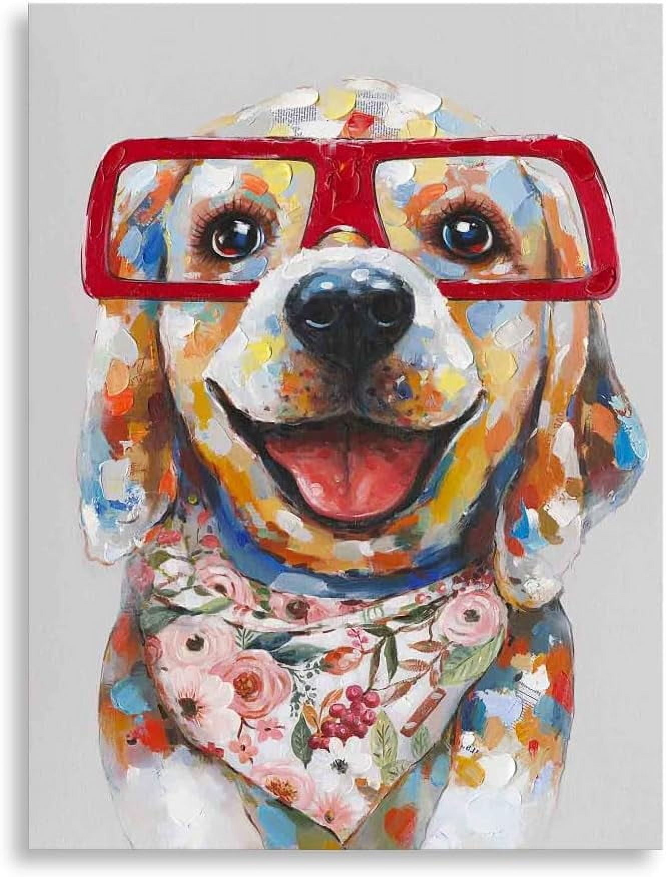 AEFER Colorful Labrador Canvas Wall Art - 16x24 Inch Ready-to-Hang Dog ...