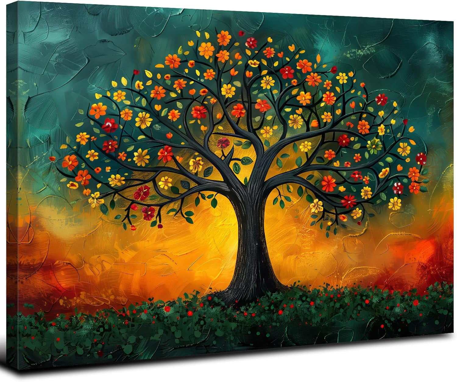 AEFER Colorful Tree Wall Art botanical Flower Pictures Abstract Tree of ...