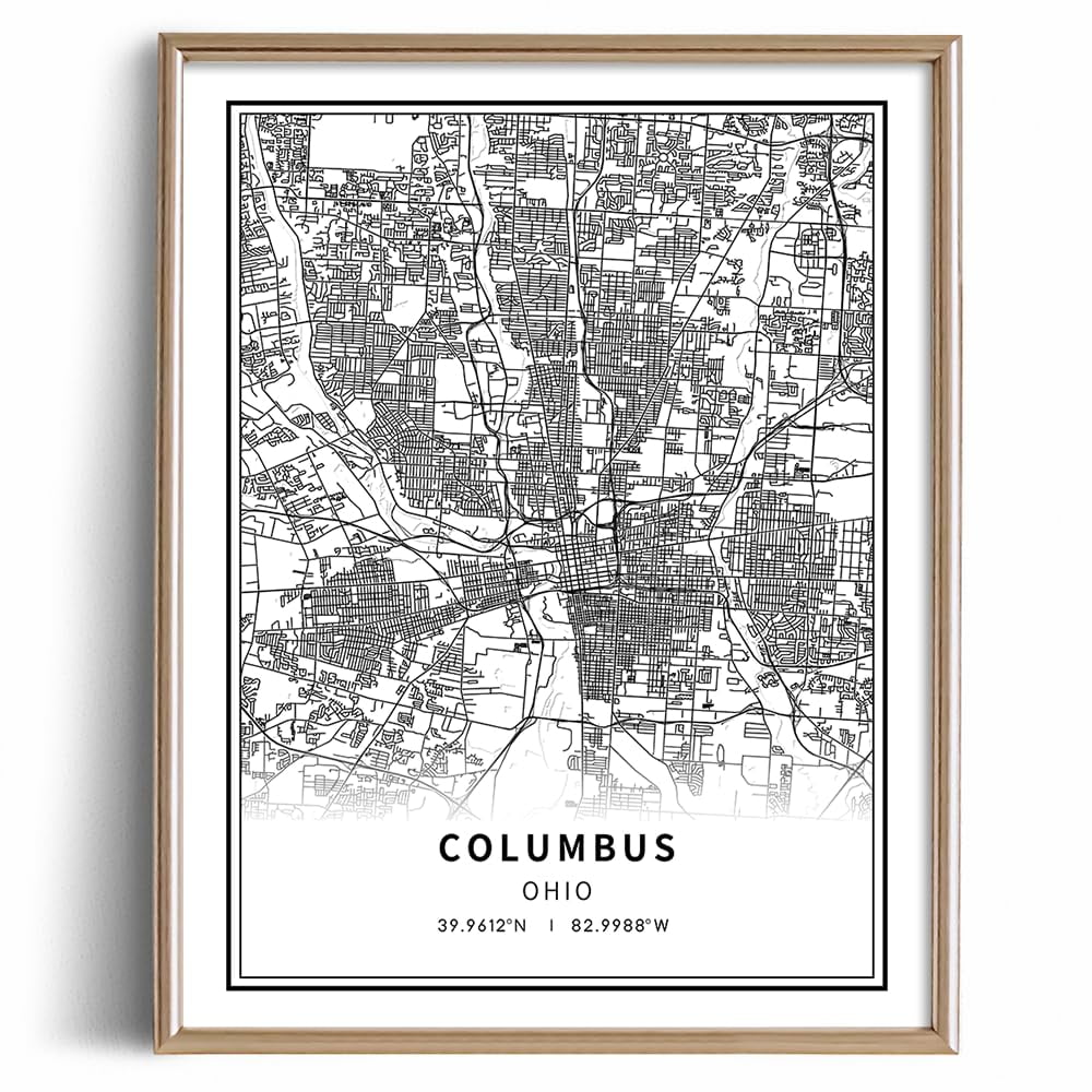 AEFER Columbus Poster - Minimalist Black White Wall Art - Street ...