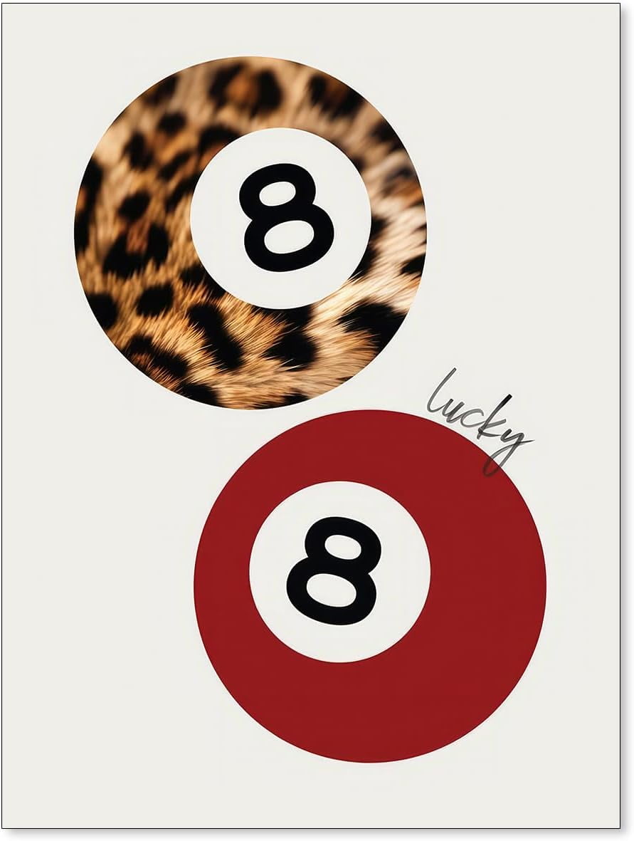 AEFER Cool Leopard Print 8 Pool Ball Posters Vintage Lucky You Girly ...
