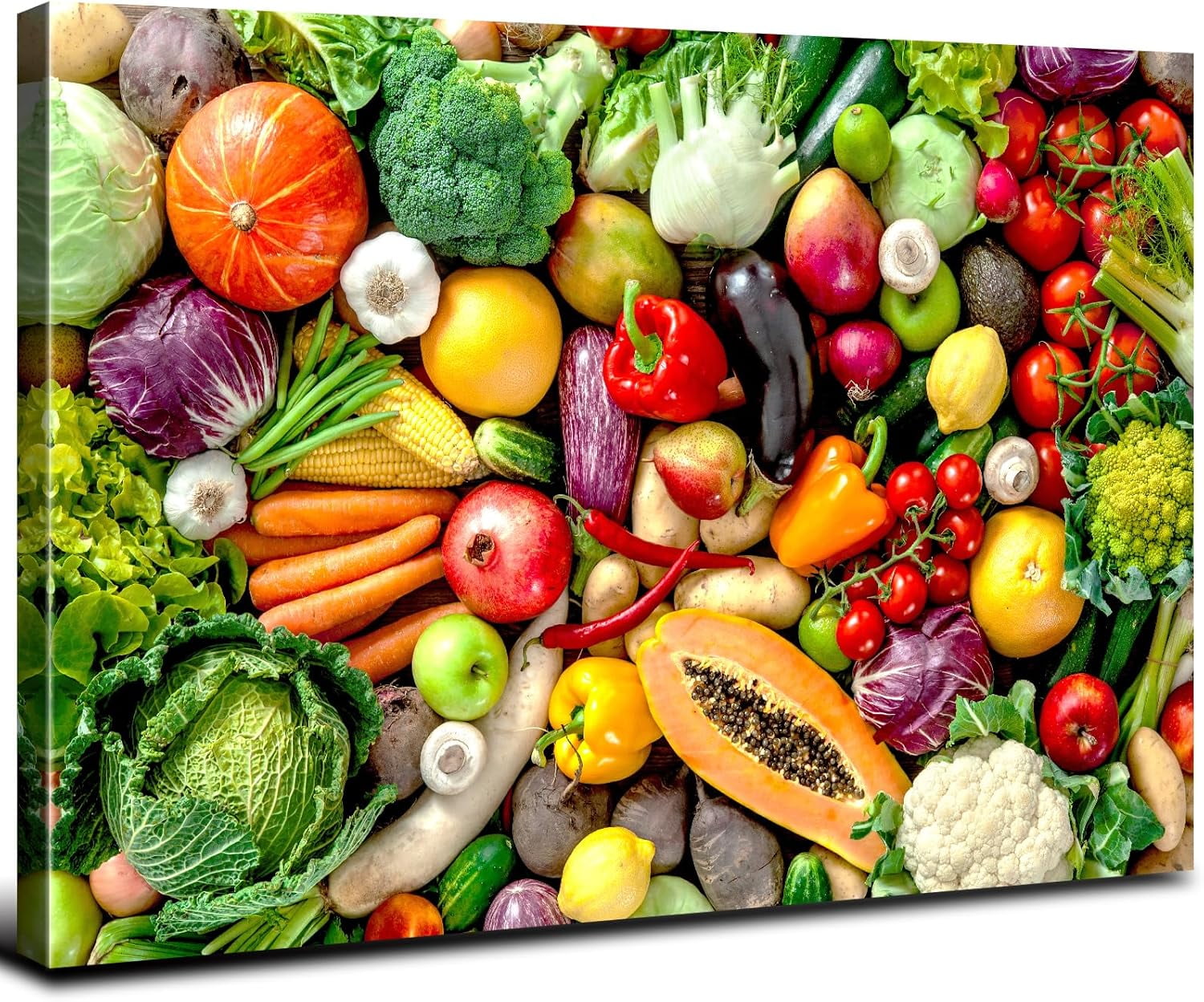 AEFER Country Kitchen Wall Art Colorful Vegetable Pictures for Dining ...