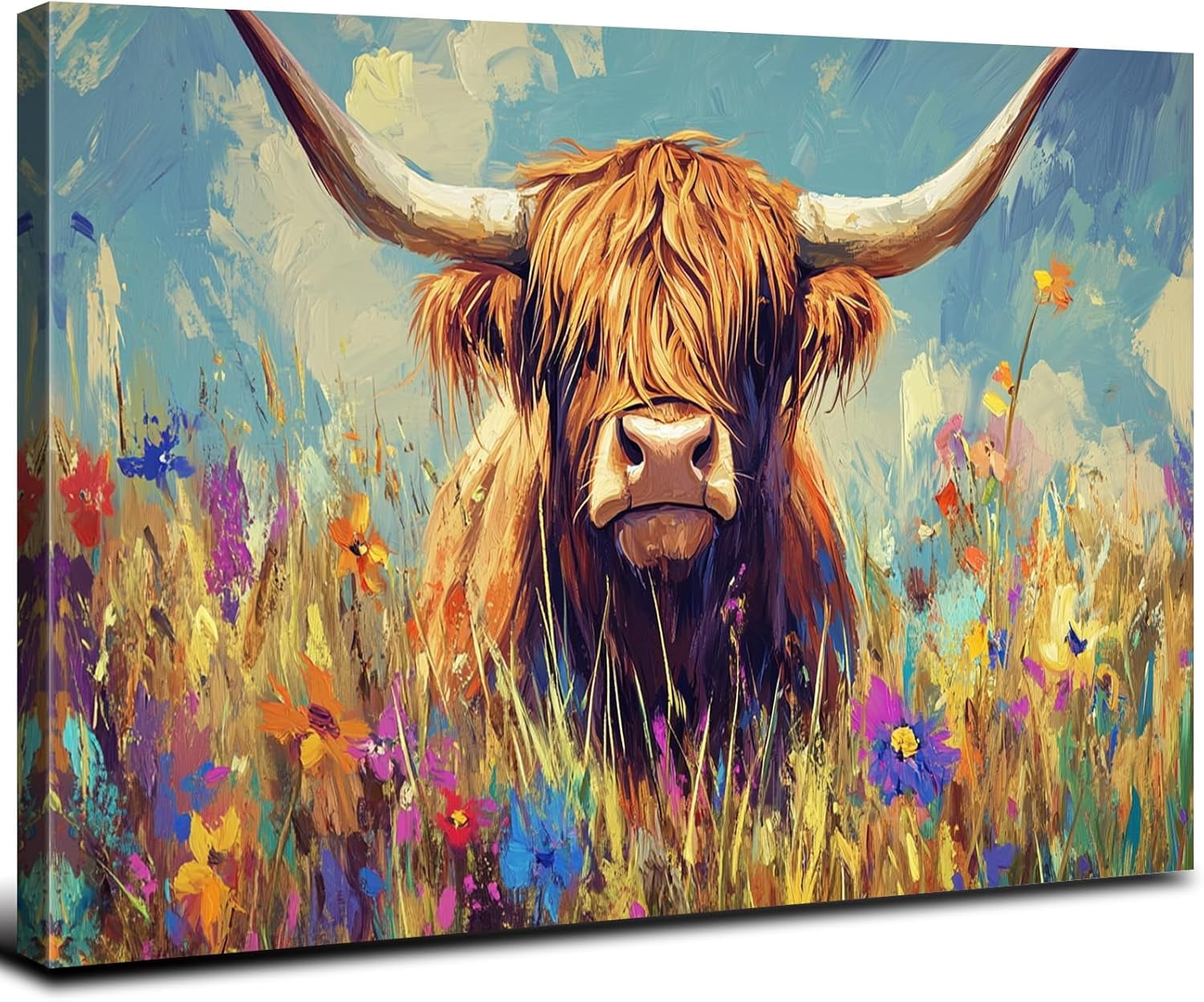 AEFER Cow Pictures Wall Decor Farmhouse Highland Cow Room Art Rustic ...
