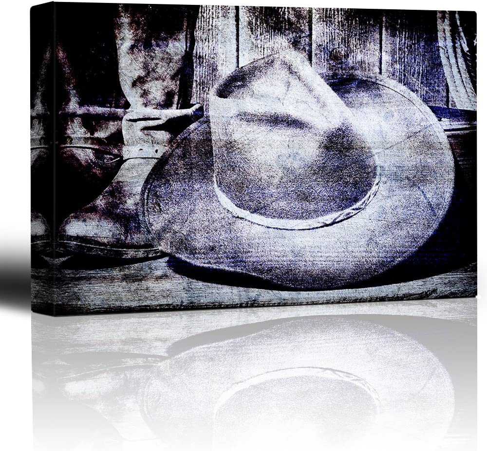 AEFER - Cowboy hat and Boots on a Vintage Wood Grain - Rustic Setting ...
