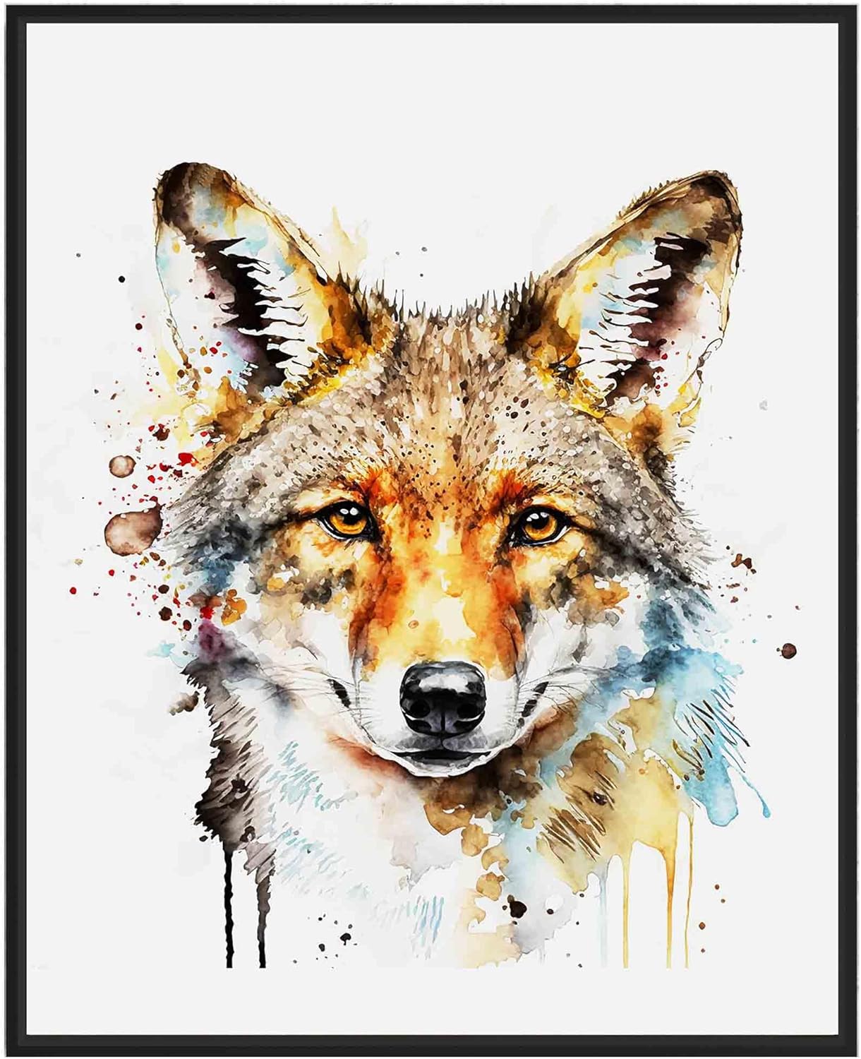 AEFER Coyote Art Print Poster, Abstract Watercolor Animal Wall Art ...