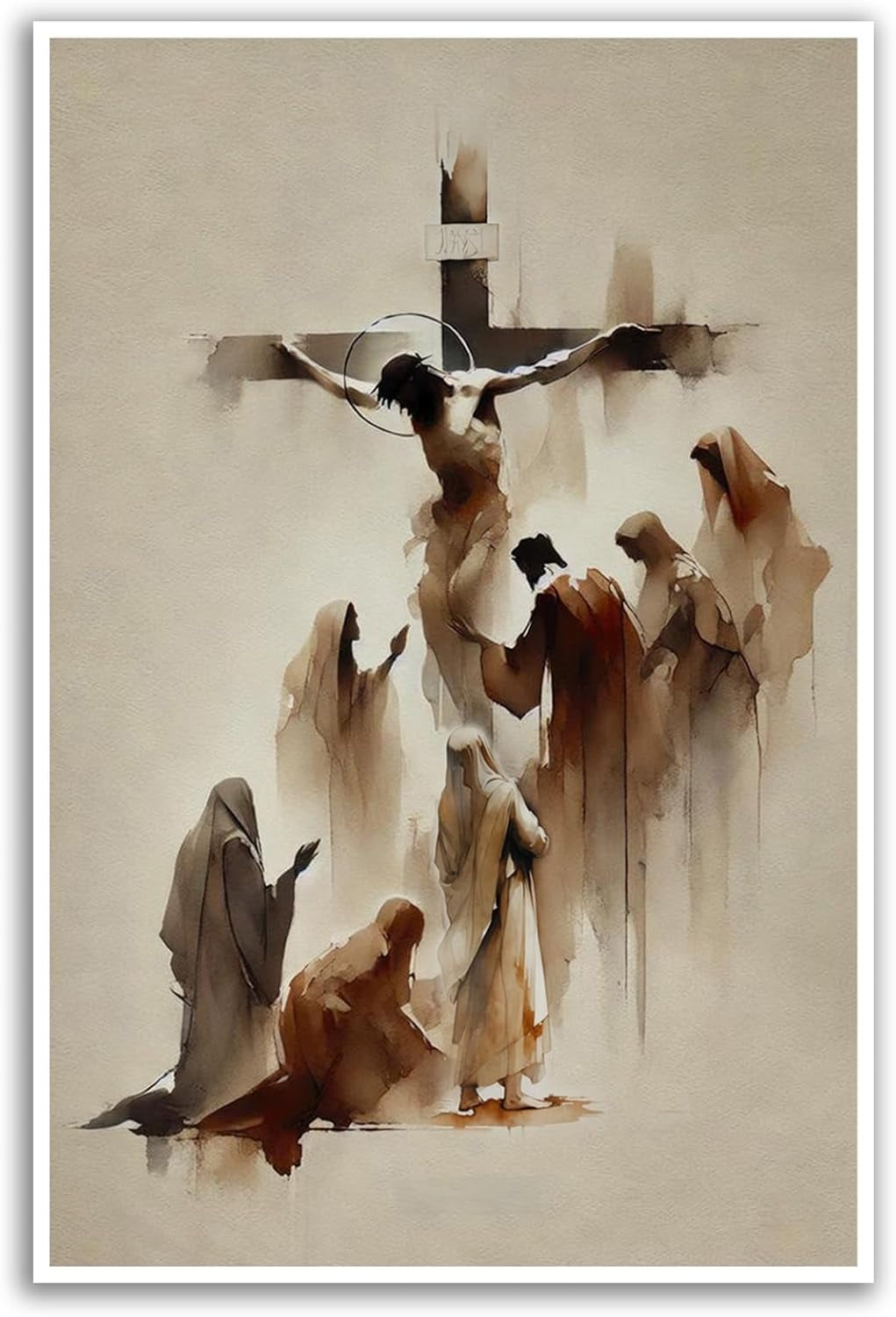 AEFER Crucifixion watercolor painting. Minimalism. Mormon art poster ...