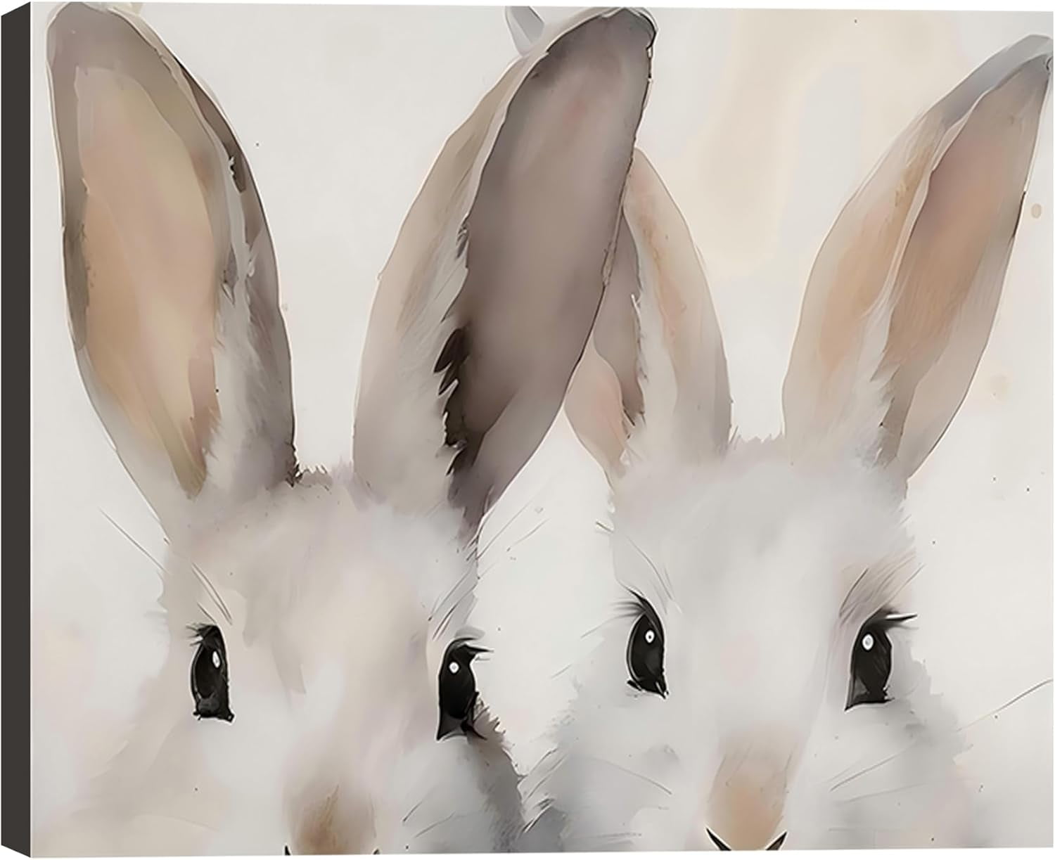 AEFER Cute Easter Bunny Wall Art Double White Rabbit Canvas Print ...