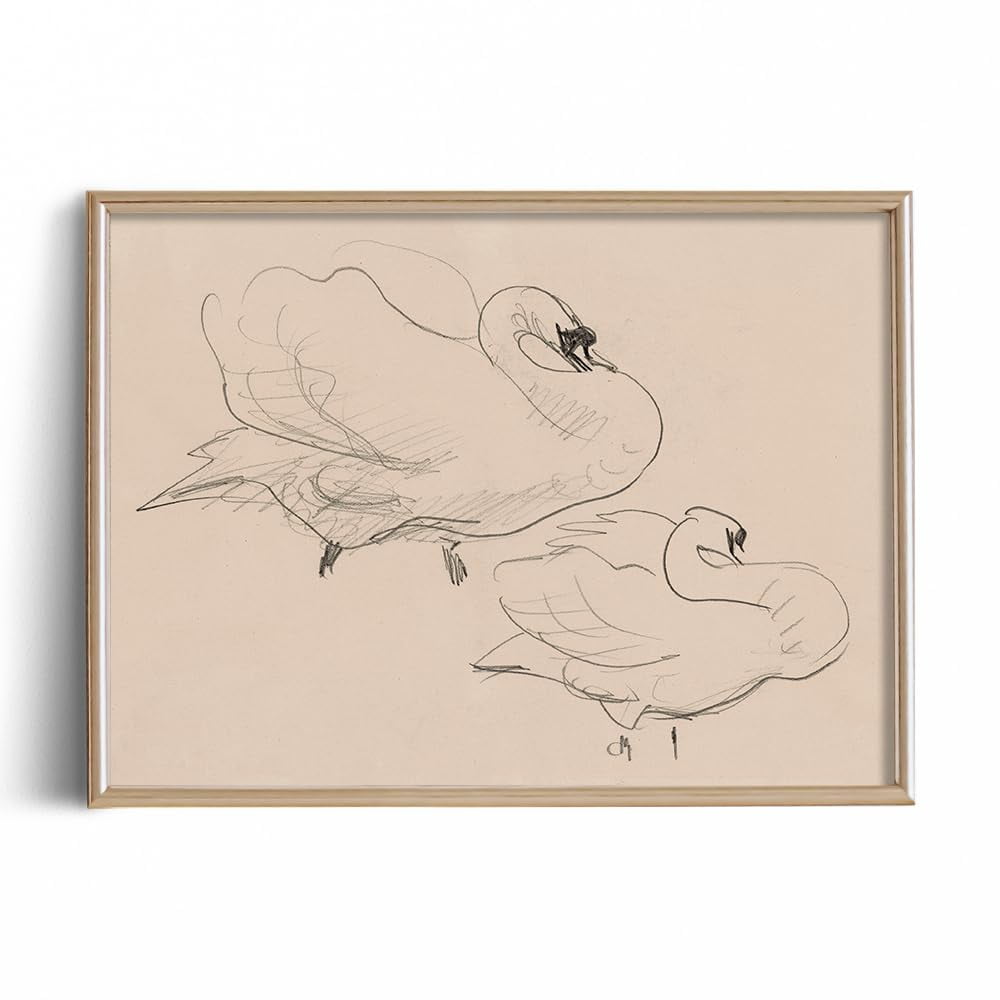 AEFER Cute Goose Art Print Poster - Goosie Abstract Line Drawing ...