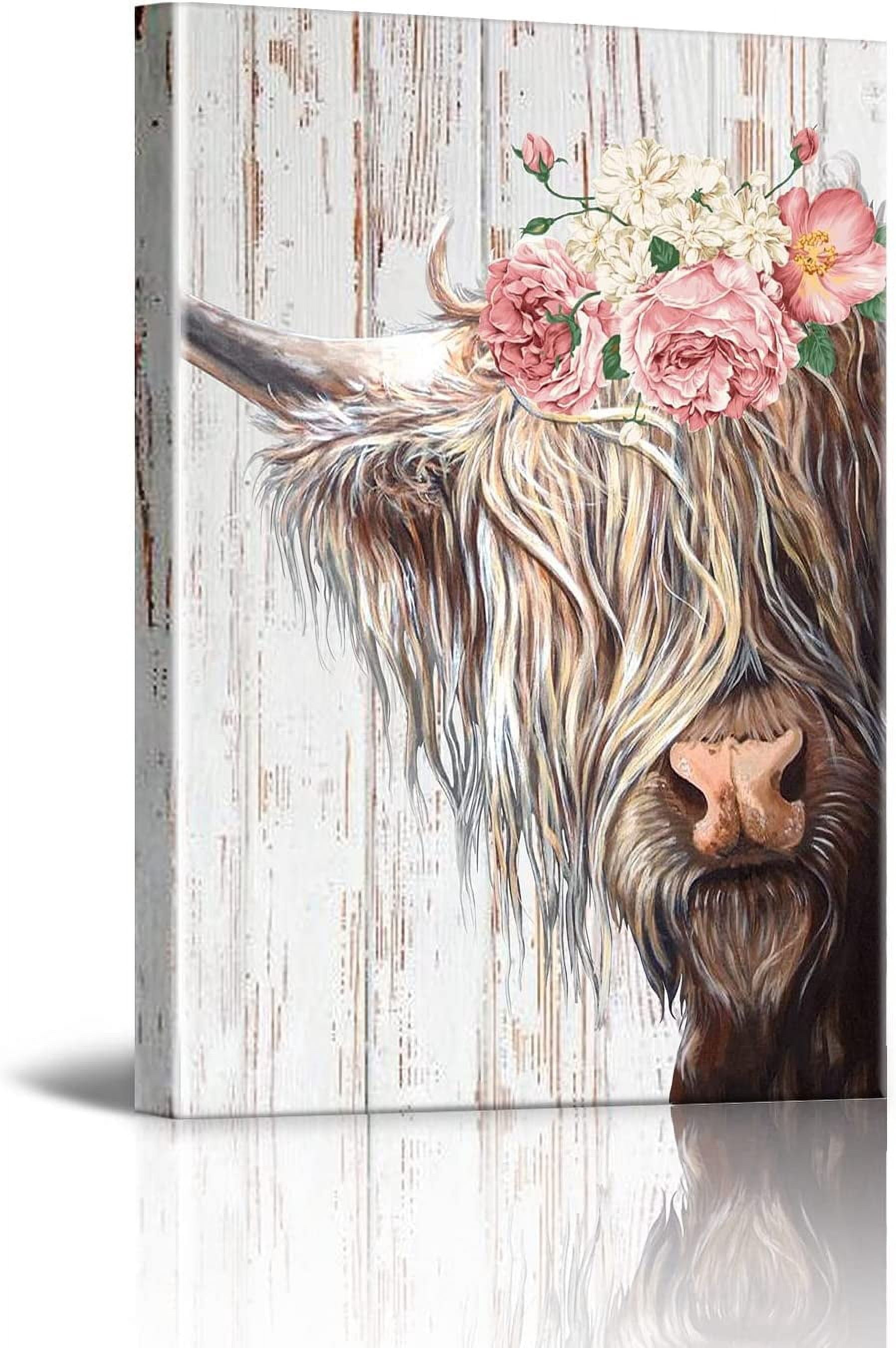 AEFER Cute Highland Cow Country Farmhouse Canvas Printing Rustic ...