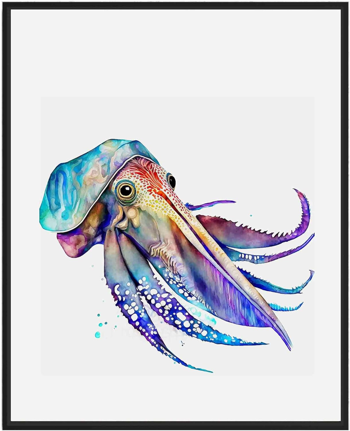 AEFER Cuttlefish Art Print Poster, Abstract Watercolor Animal Wall Art Prints, WIldlife Nature ...