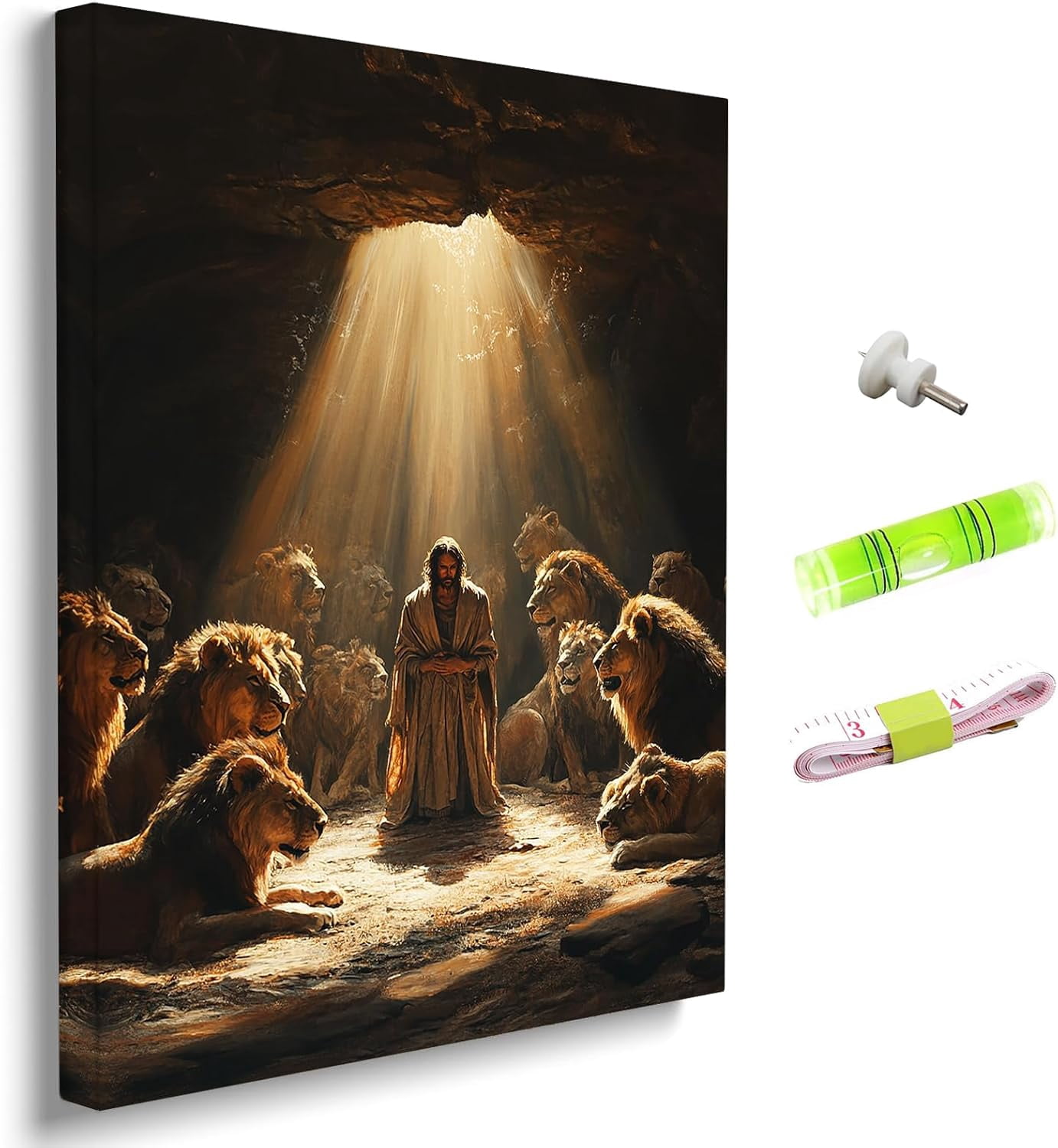 AEFER Daniel in The Lion's Den Canvas - Biblical Wall Art, Religious ...