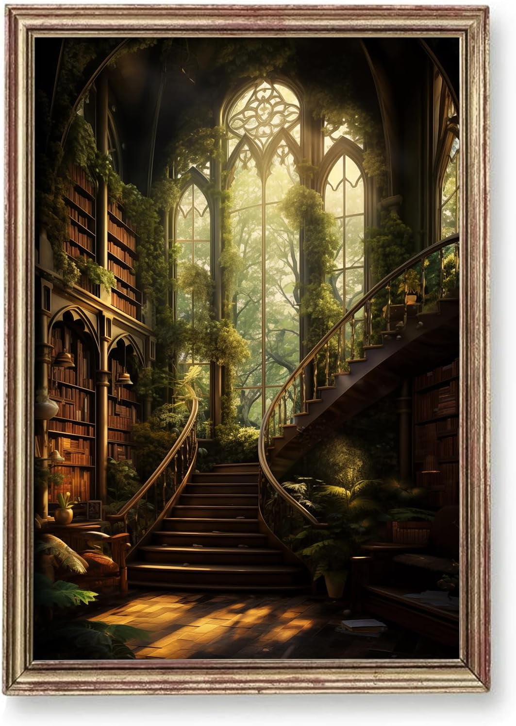 AEFER Dark Library Wall Art Gothic Victorian Painting Dark Academia Canvas Wall Art Vintage ...