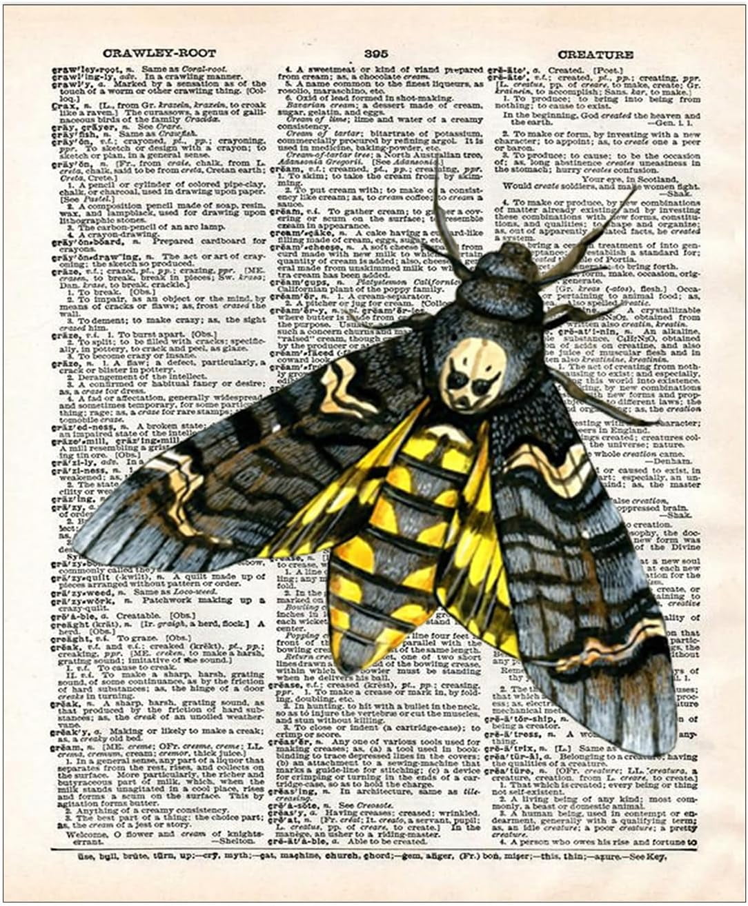 AEFER Death Moth Skull Skeleton Wall Art Goth Gothic Home Decor-Vintage ...