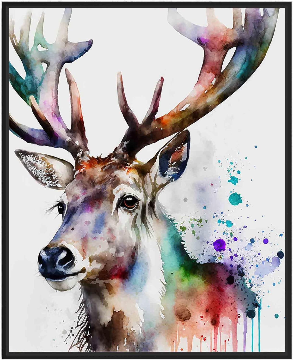 AEFER Deer Art Print Poster, Abstract Watercolor Animal Wall Art Prints, WIldlife Nature Artwork ...