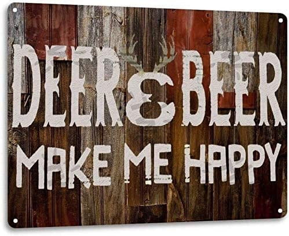 AEFER Deer Beer Make Me Happy Retro Funny Hunting Hunt Cabin Wall Decor ...