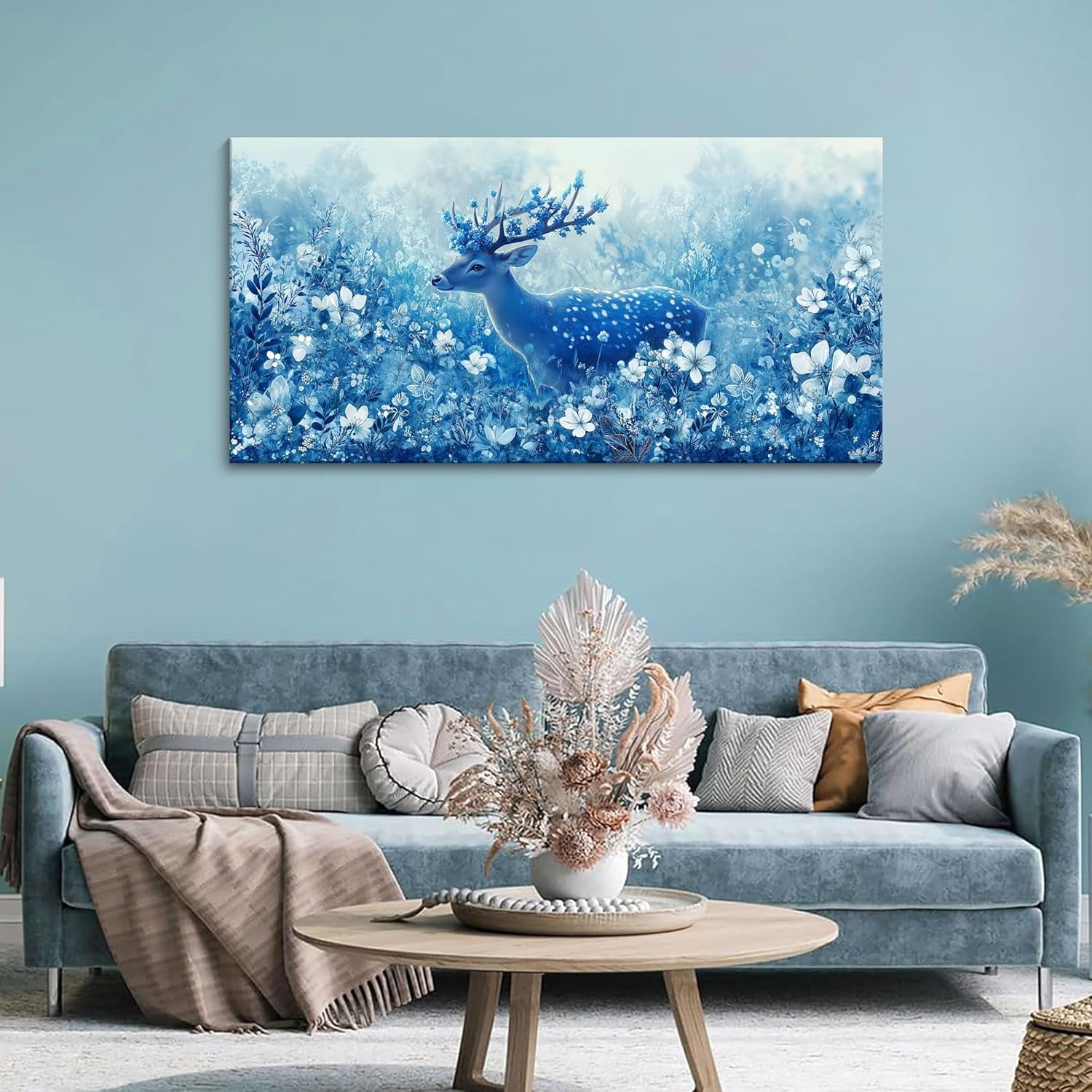 AEFER Deer Canvas Wall Art, Black and White Animal Print Pictures ...