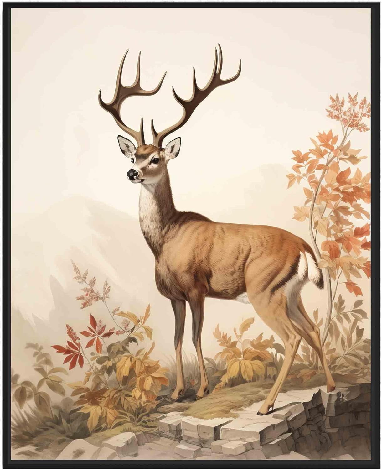 AEFER Deer Vintage Poster Art Print Retro Vintage Animal Wall Art ...