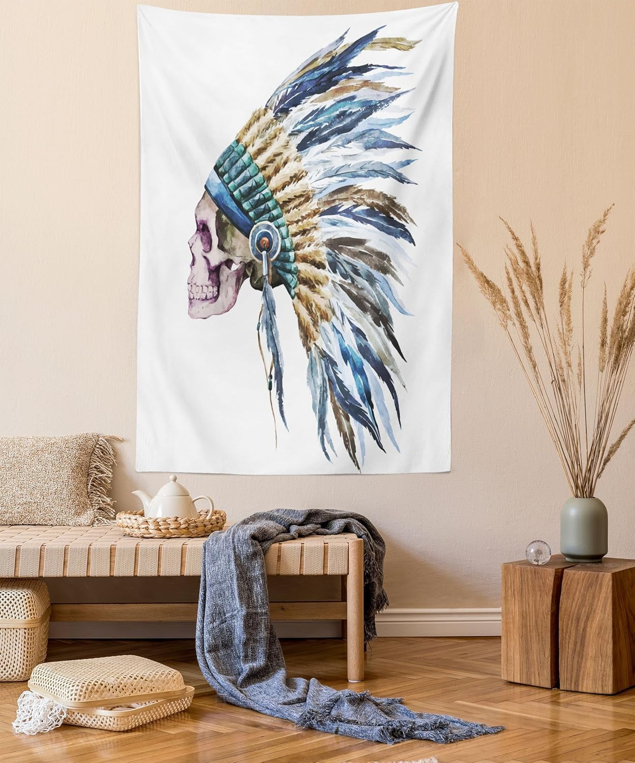 AEFER Dinosaur Tapestry, Hand Drawn Style Skeletons Bones from Medieval ...