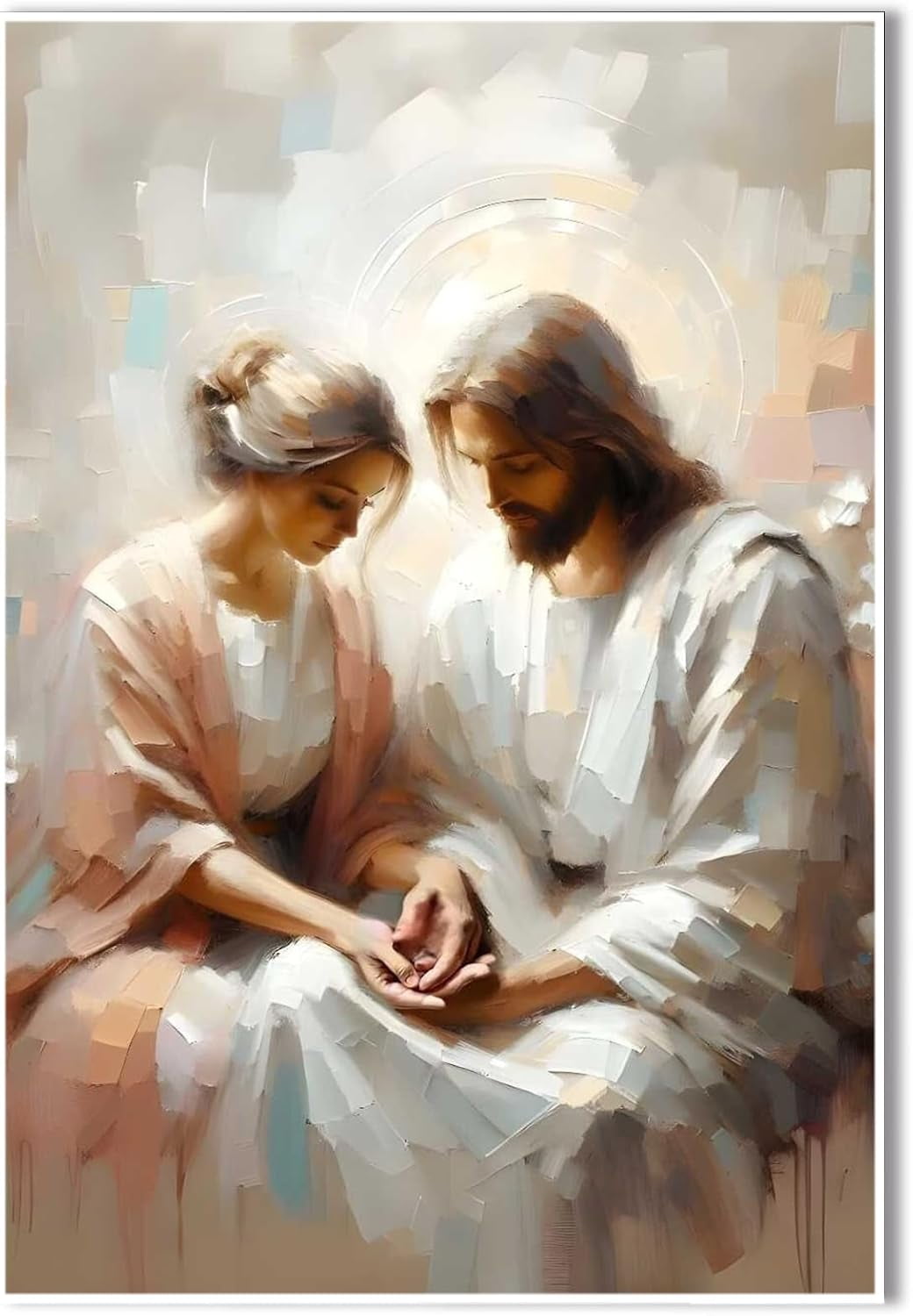 AEFER Divine Support Christian Painting - Jesus and Girl Art Mormon ...