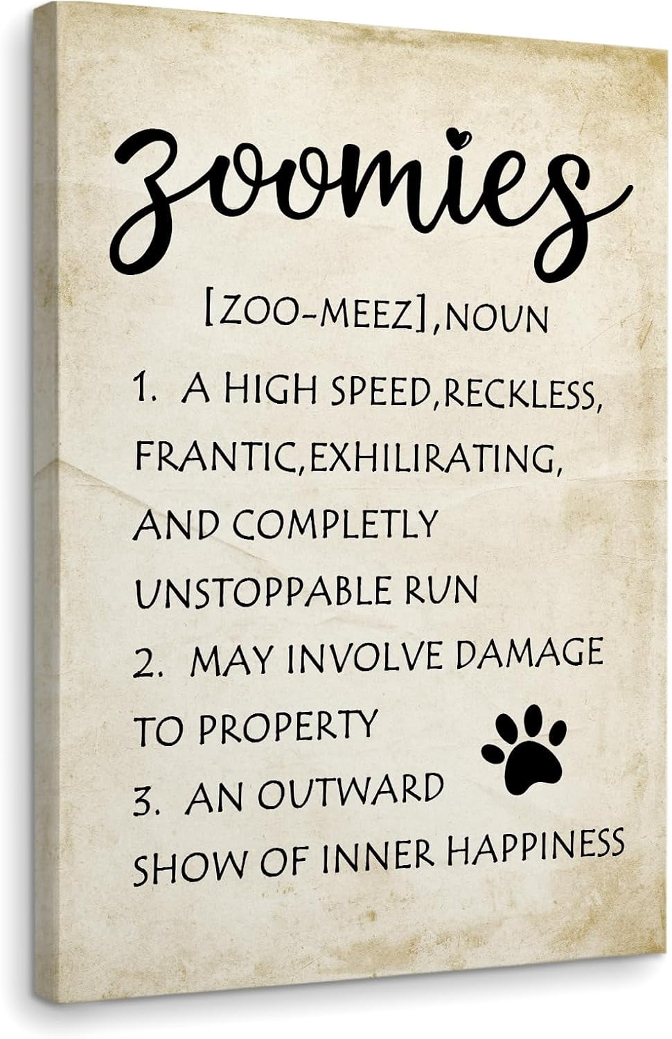 AEFER Dog Wall Decor, Zoomies Dog Definition Unframed Canvas Wall Art ...