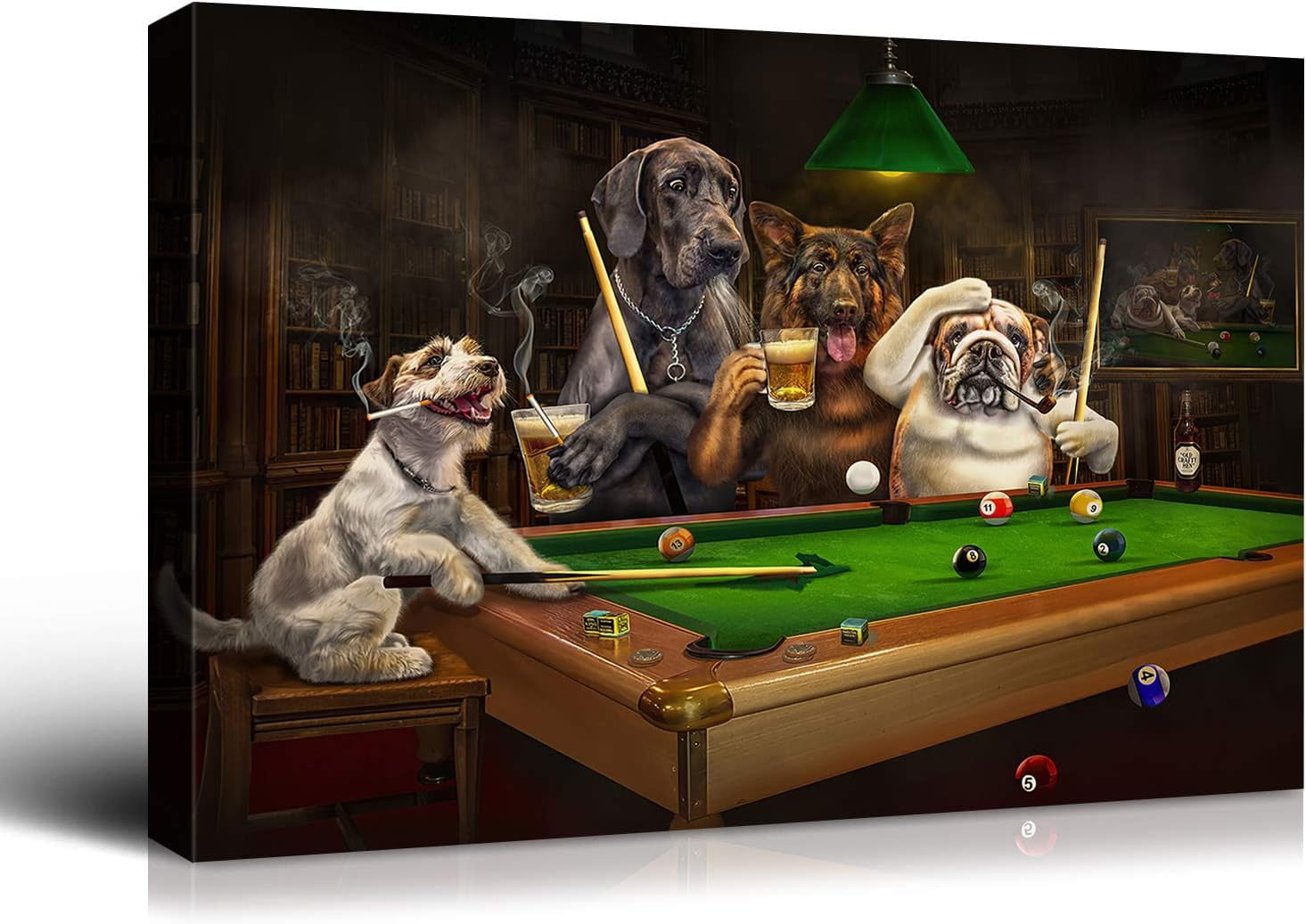 AEFER Dogs Playing Pool Billiard by C.M Coolidge Art Reproduction for ...