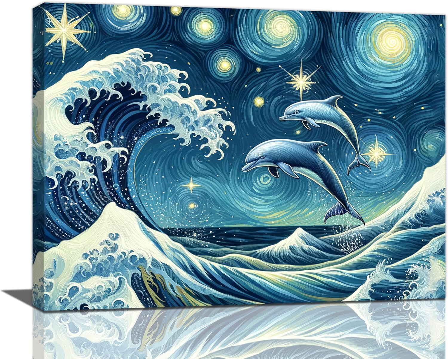 AEFER Dolphin Decor Wall Art Ocean Waves Dolphin Pictures Nautical ...