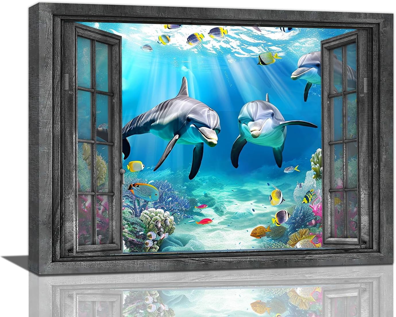 AEFER Dolphin Wall Art Ocean Dolphin Pictures Wall Decorderwater Marine ...