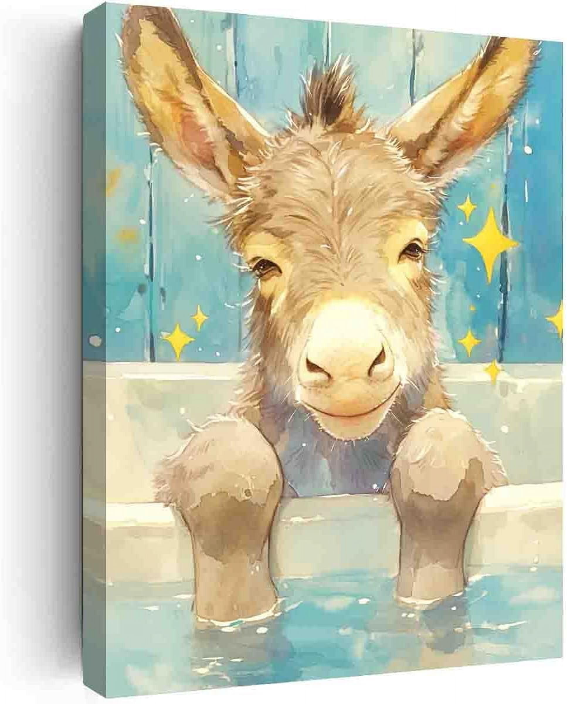 AEFER Donkey Art, Funny Bathroom Humor, Wall Decor, Funny Animal Print ...