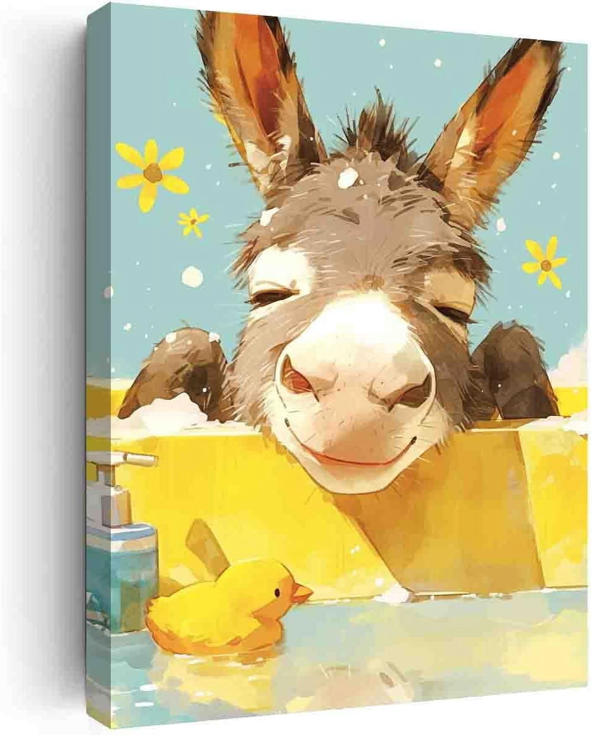 AEFER Donkey art,Funny Bathroom Humor,Wall Decor,Funny Animal Print ...