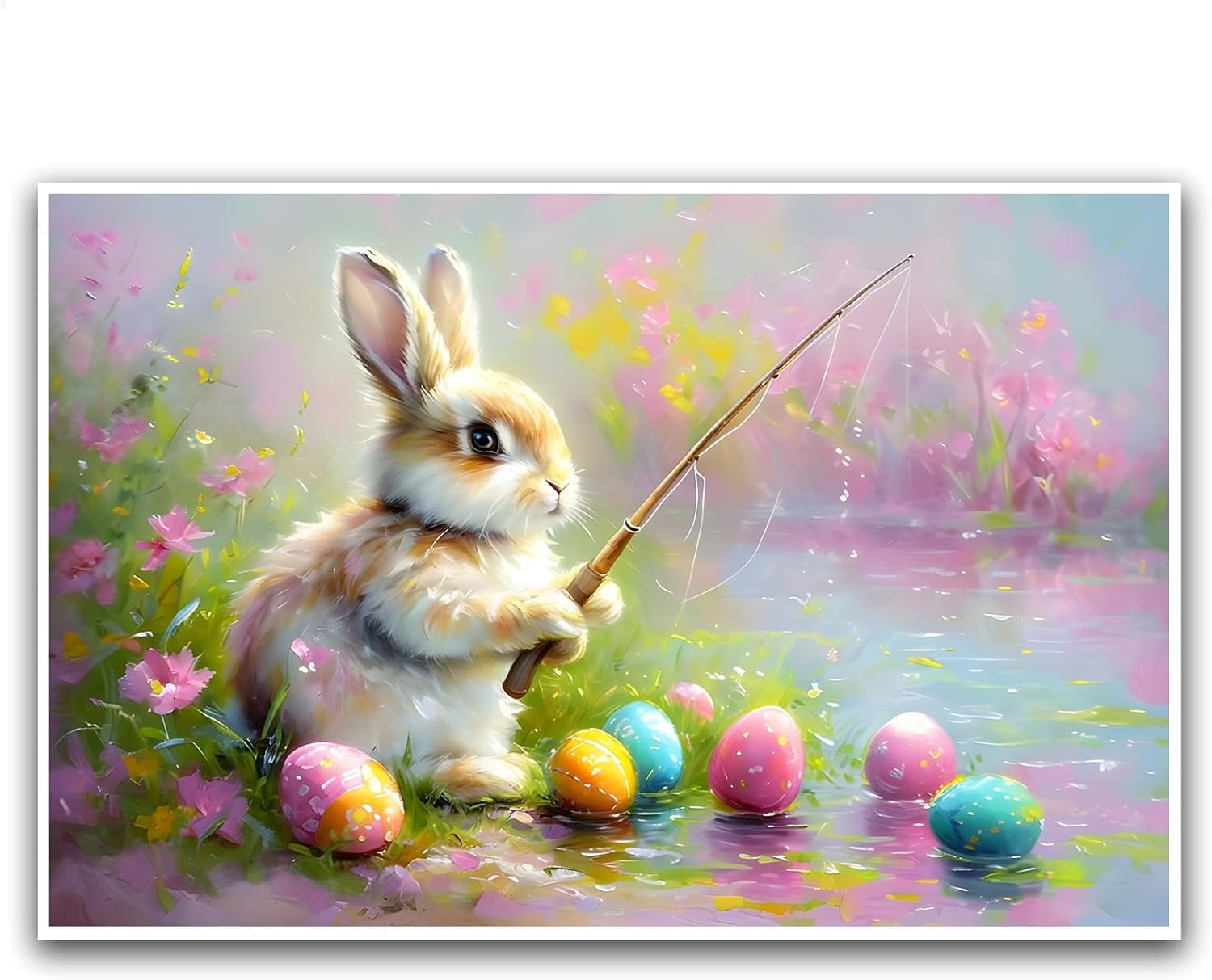 AEFER Easter Bunny Fishing Easter Art Print Easter Painting ...
