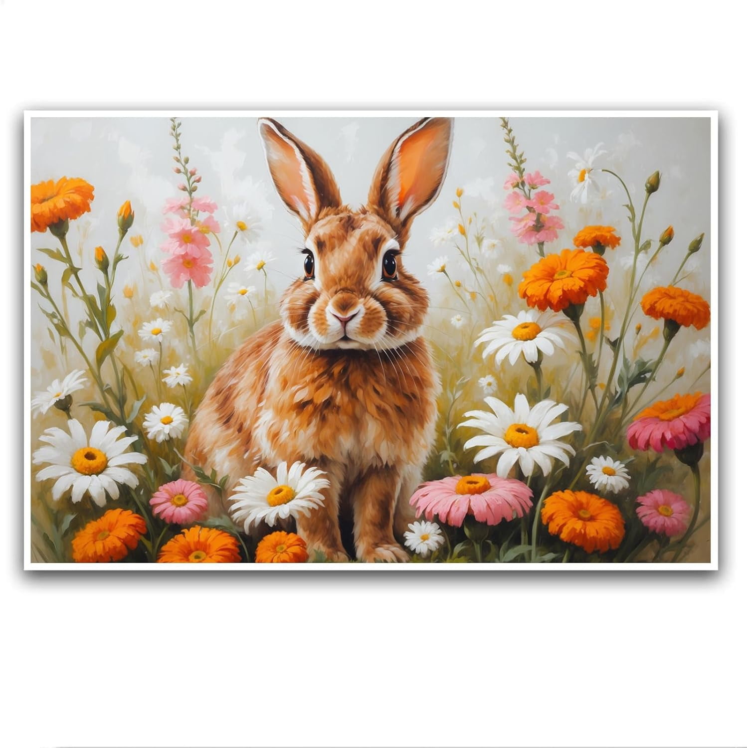 AEFER Easter Bunny In A Colorful Wildflower Field Print Spring Bunny Tv ...