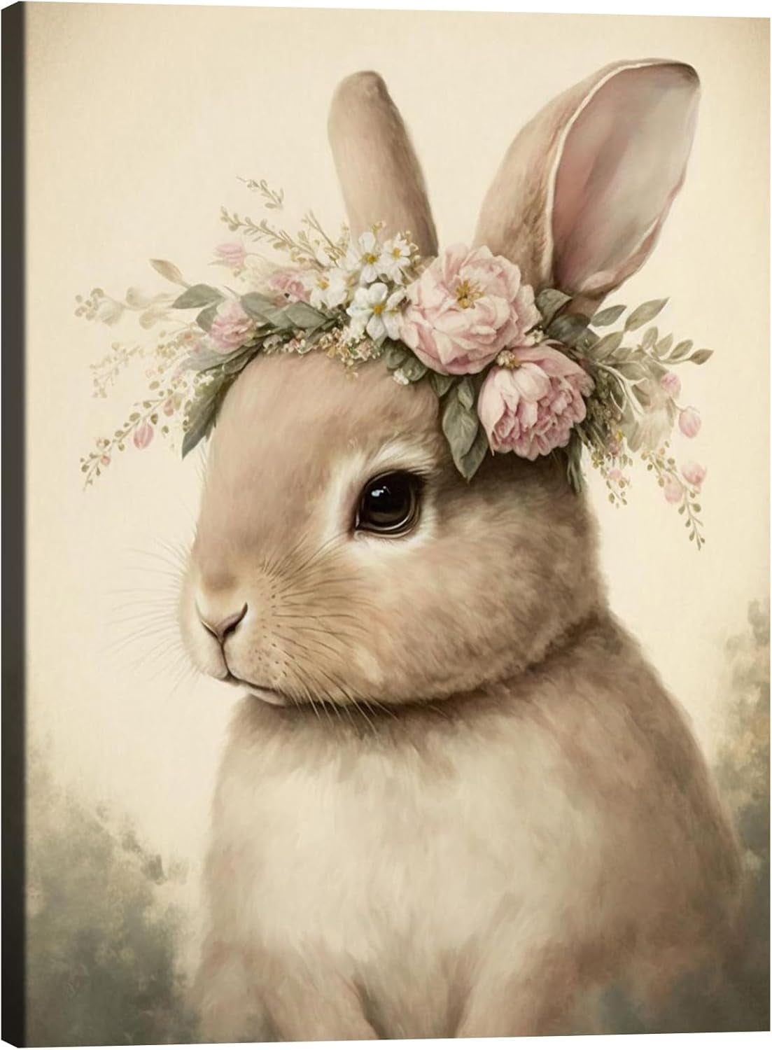 AEFER Easter Bunny Rabbit Wall Art, Vintage Animal Wrapped Canvas ...