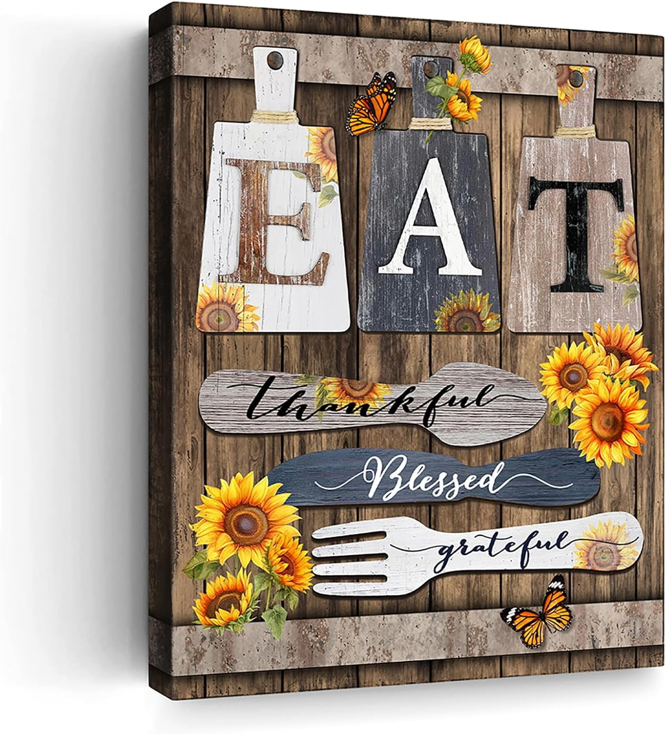 AEFER Eat Kitchen Signswall Art Decor Rustic Farmhouse Country Kitchen Eat Kitchen Signs Family ...